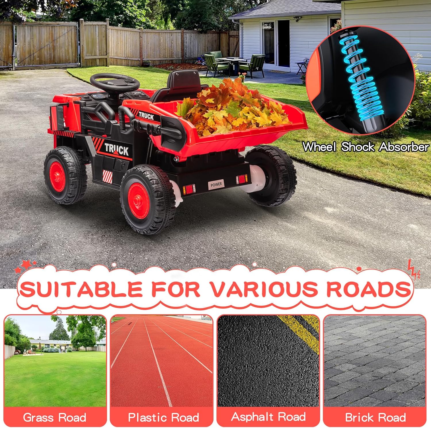 Garvee 12V Ride On Dump Truck for Kids/ Electric Construction Vehicle w ...