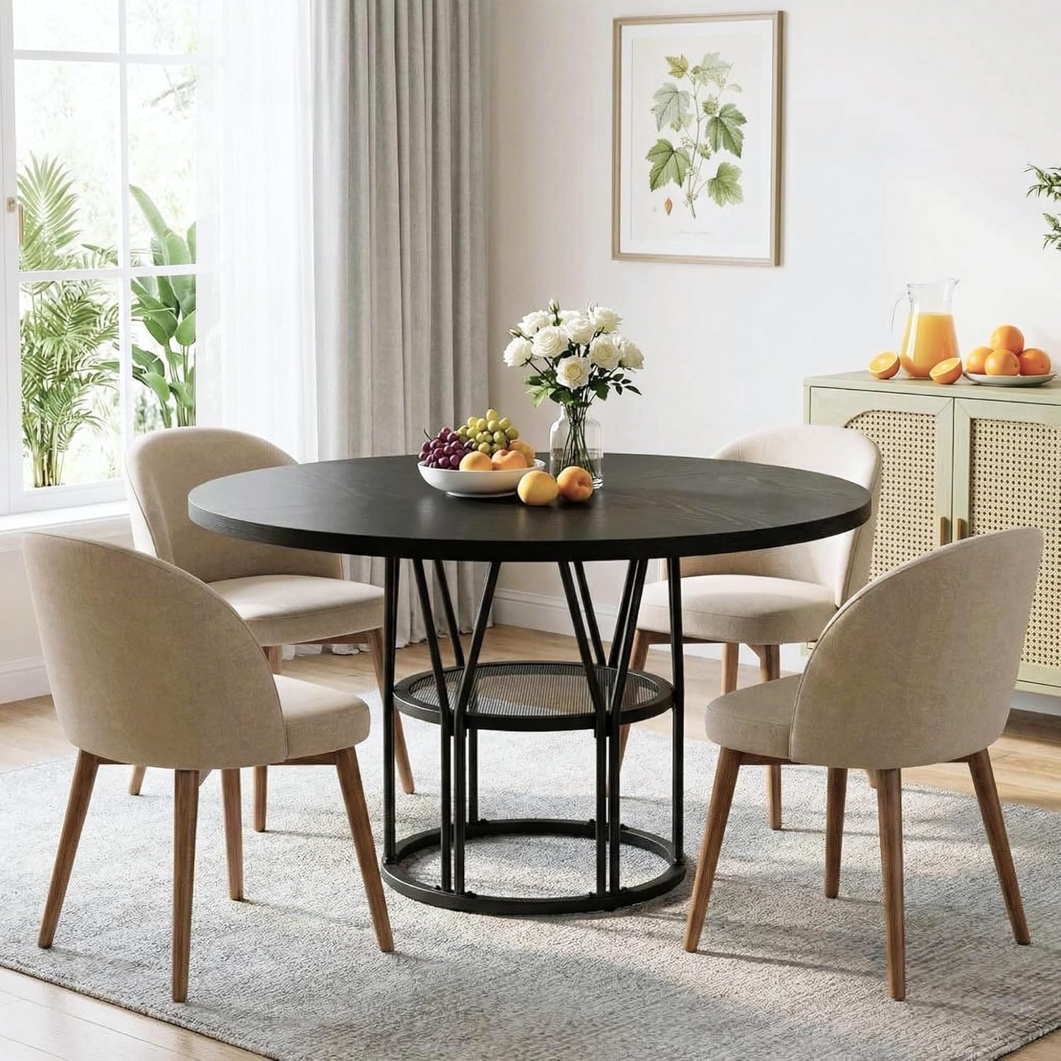 Garvee Round Dinning Table for 4 people 47 in Circle Kitchen Table with ...