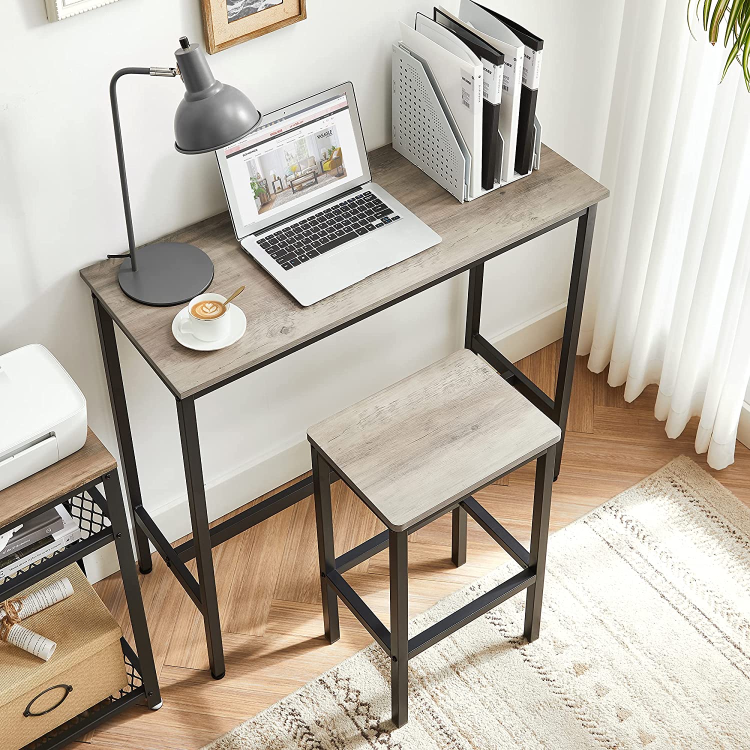 Slickblue Set of 2- Backless Bar Stool with Wood-Look Seat and Black ...