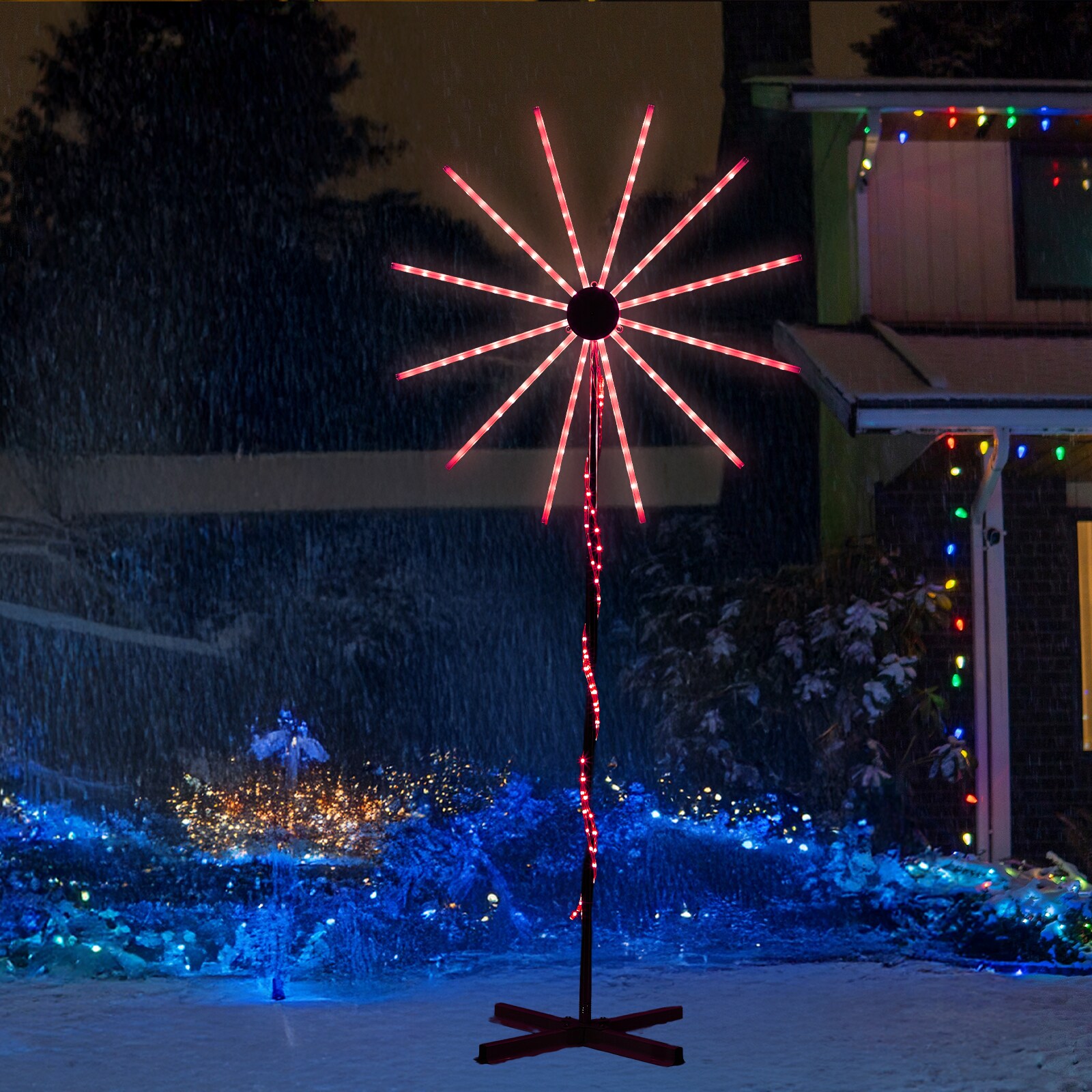 Upsimples Christmas Lighted Firework Decoration 98.4in Tall with Dual ...