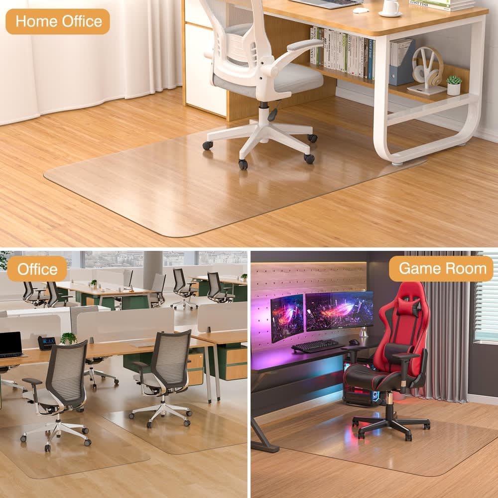 Aoibox Office Chair Mat for Hardwood Floor 46 x 60 Inch Clear Plastic ...