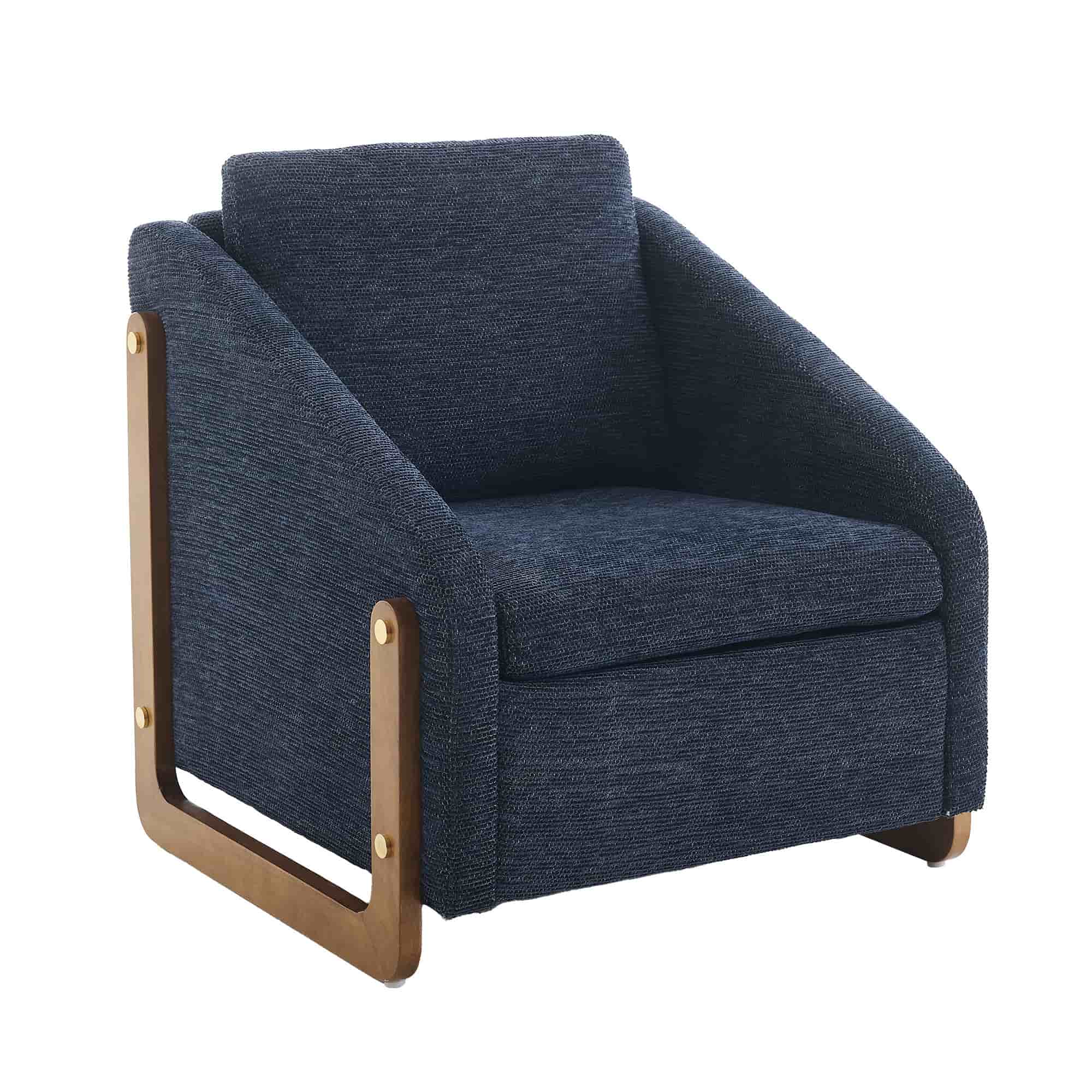 Maison Boucle Blue Chenille Single Accent Chair Modern Upholstered ...