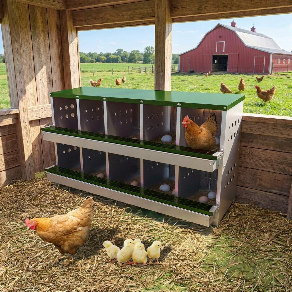 Encore Beets 10 Compartment Metal Roll Away Chicken Nesting Box With ...