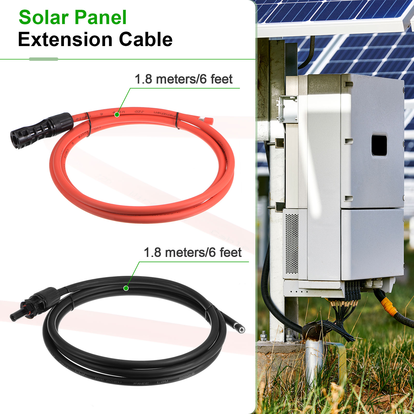 Unique Bargains Solar Panel Wire 6ft 8 AWG 10mm2 Solar Cable Tinned ...
