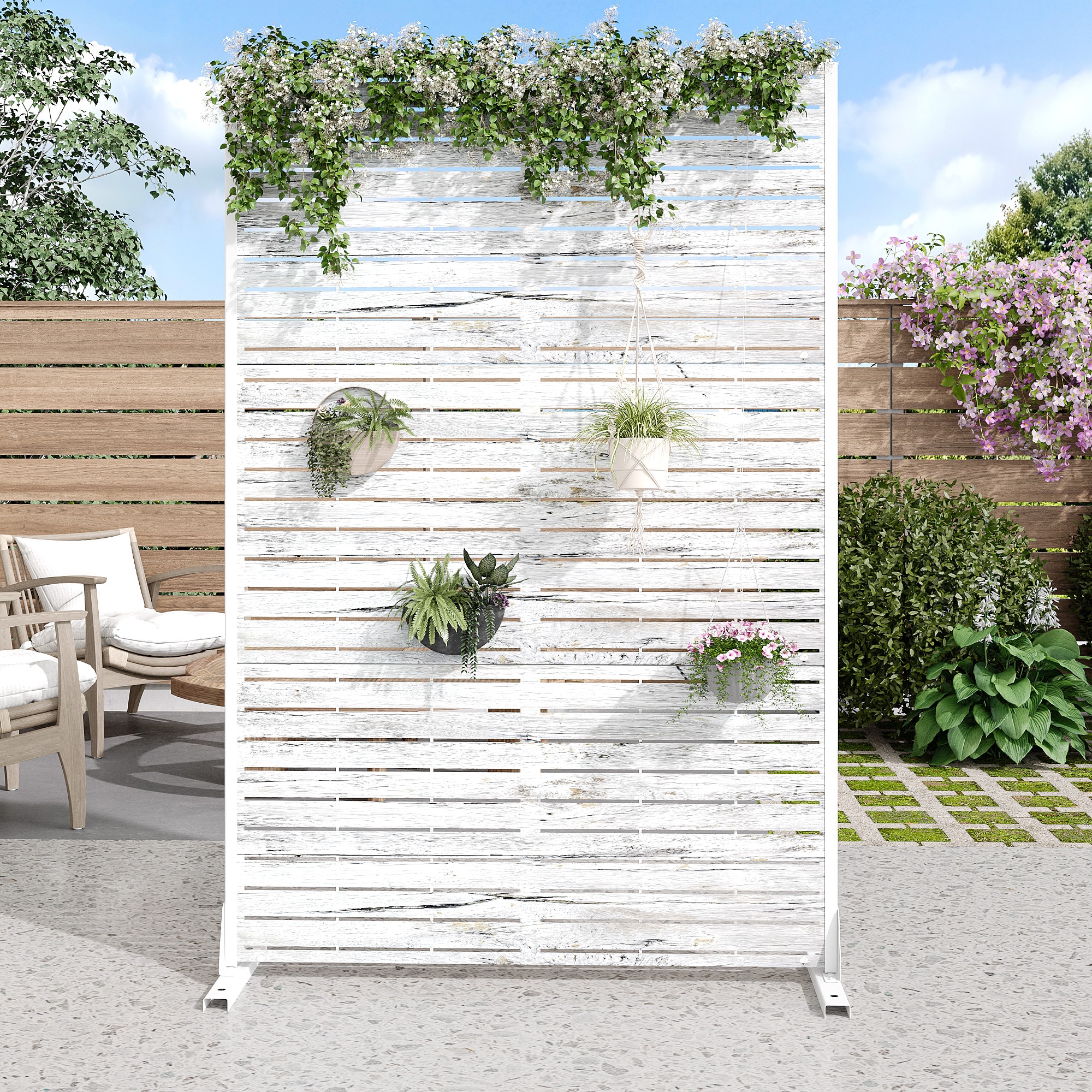 REIBII Modern 47 in. L x 16 in. W x 72 in. H White Galvanized Steel Dig ...