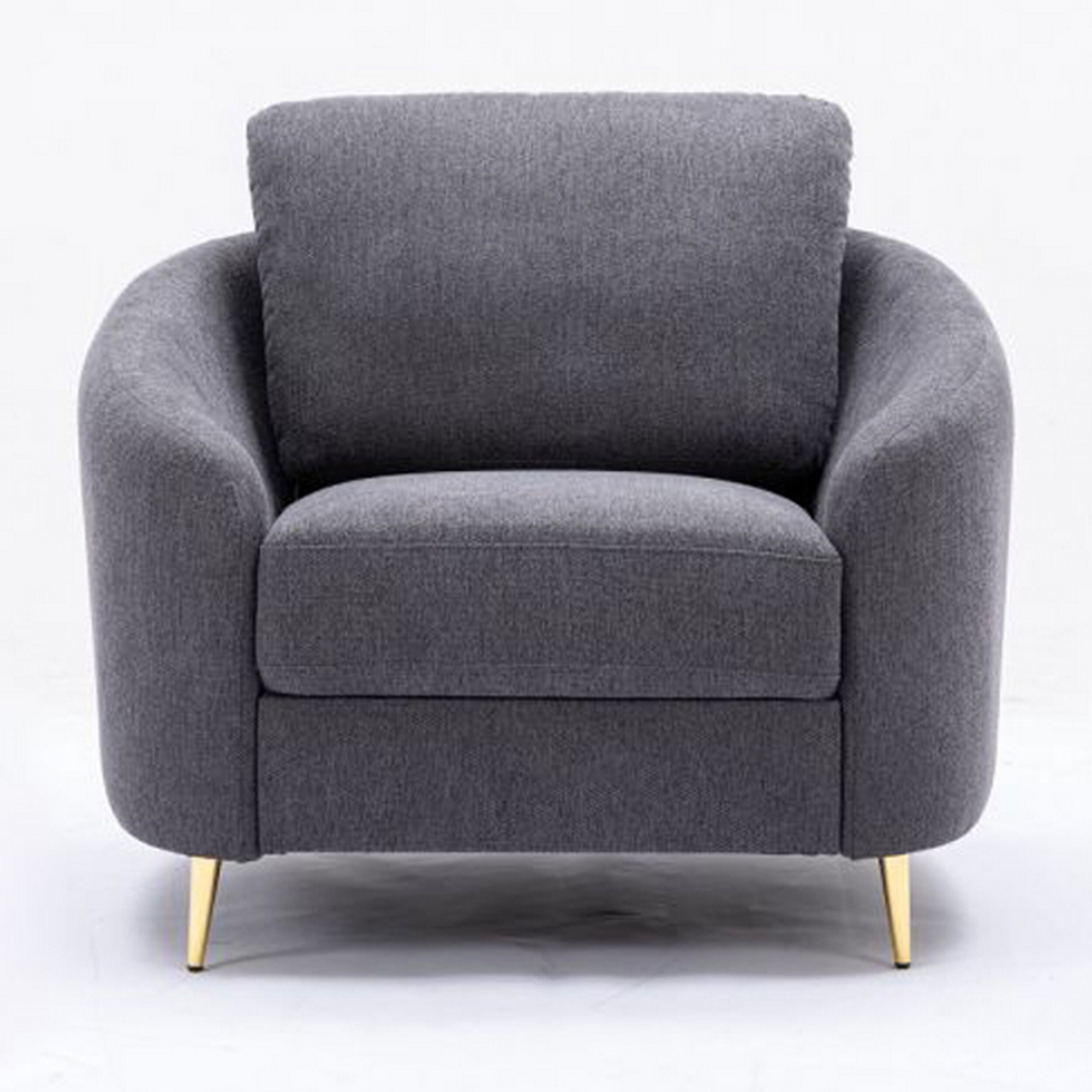 Benzara Nial Gray and Gold Fabric Accent Chair in the Chairs department ...