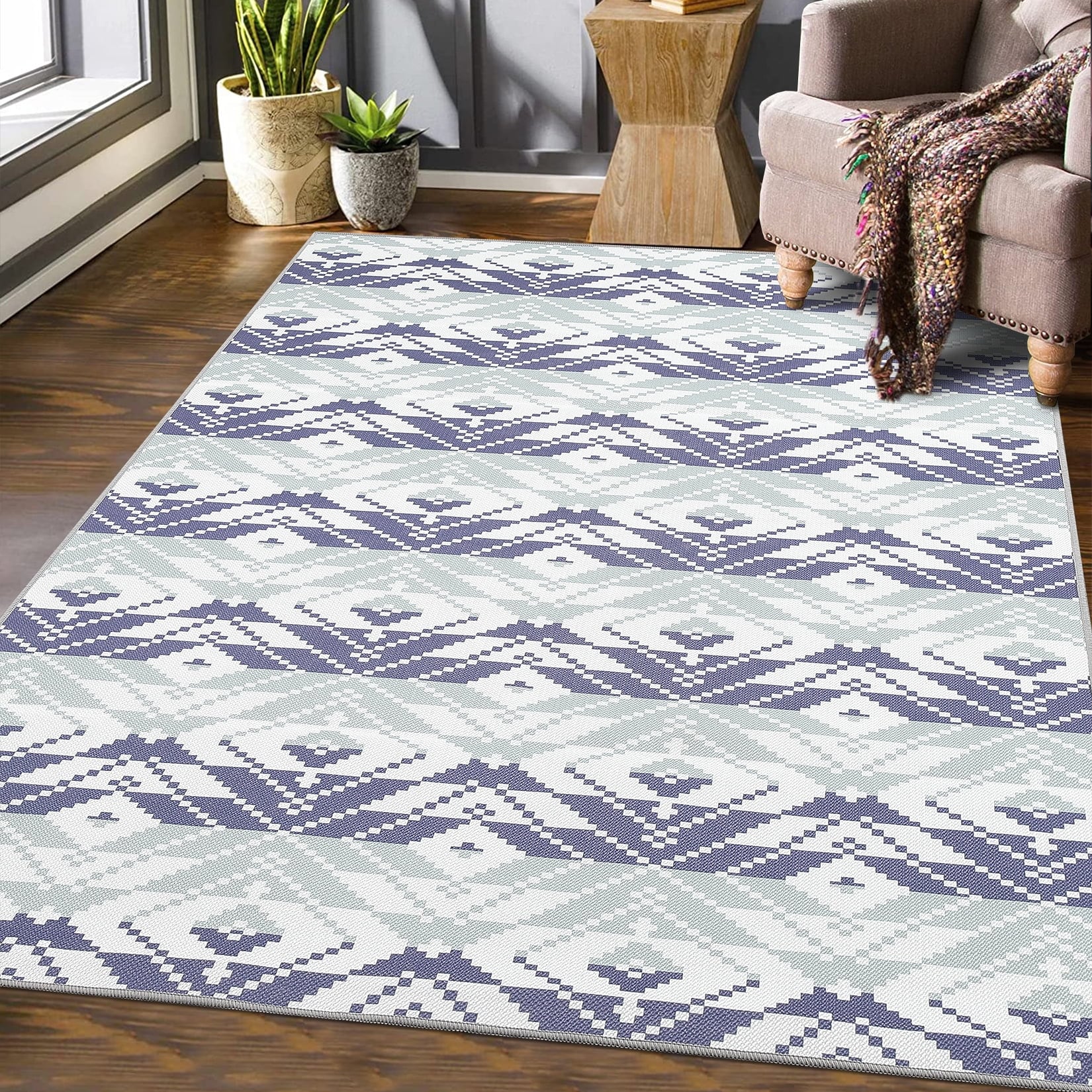 GAOMON 8x10 Indoor Outdoor Area Rug Waterproof Modern Print Pattern Non ...