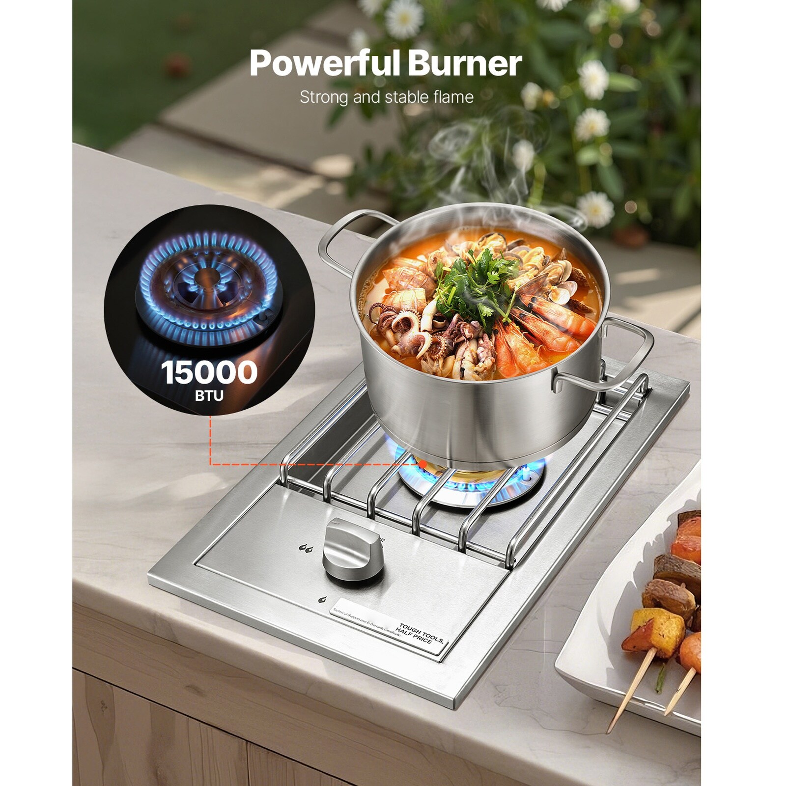 GIVIMO Single Side Burner 15000-BTU Liquid Propane Outdoor Side Burner ...