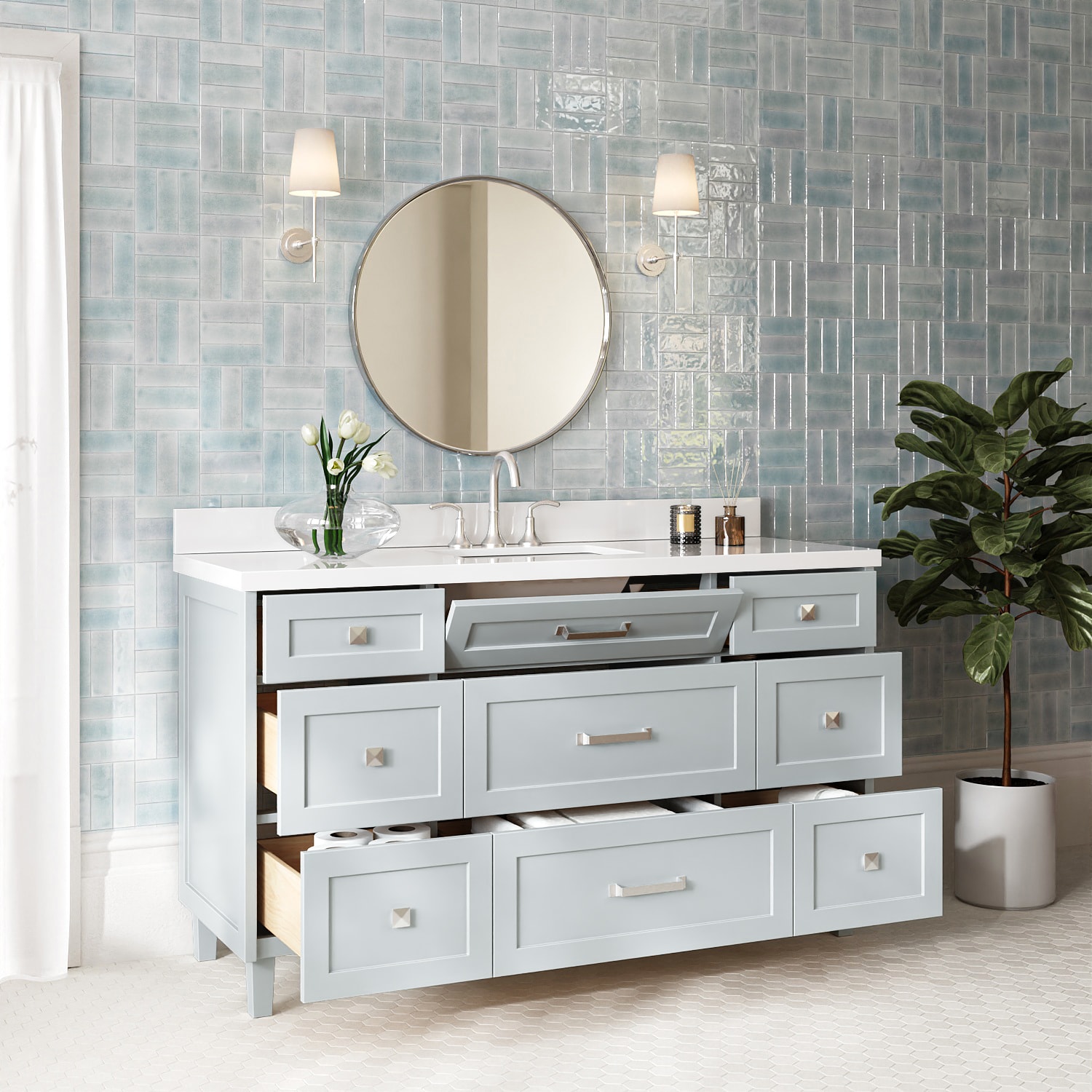 ARIEL Monroe 61-in Gray Undermount Single Sink Bathroom Vanity with ...