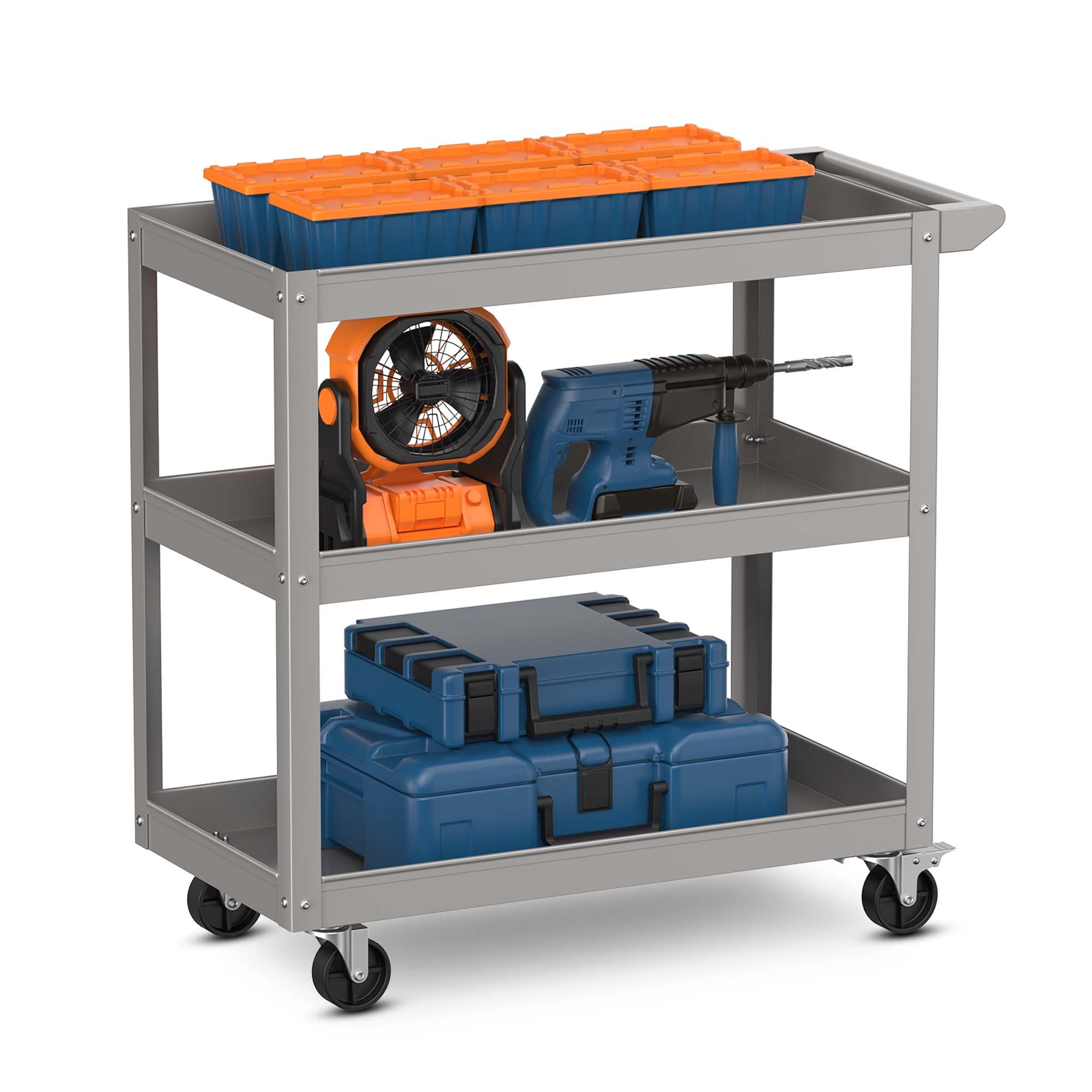 Costway 3-Tier Metal Utility Cart 400 lbs Storage Service Trolley Tool ...
