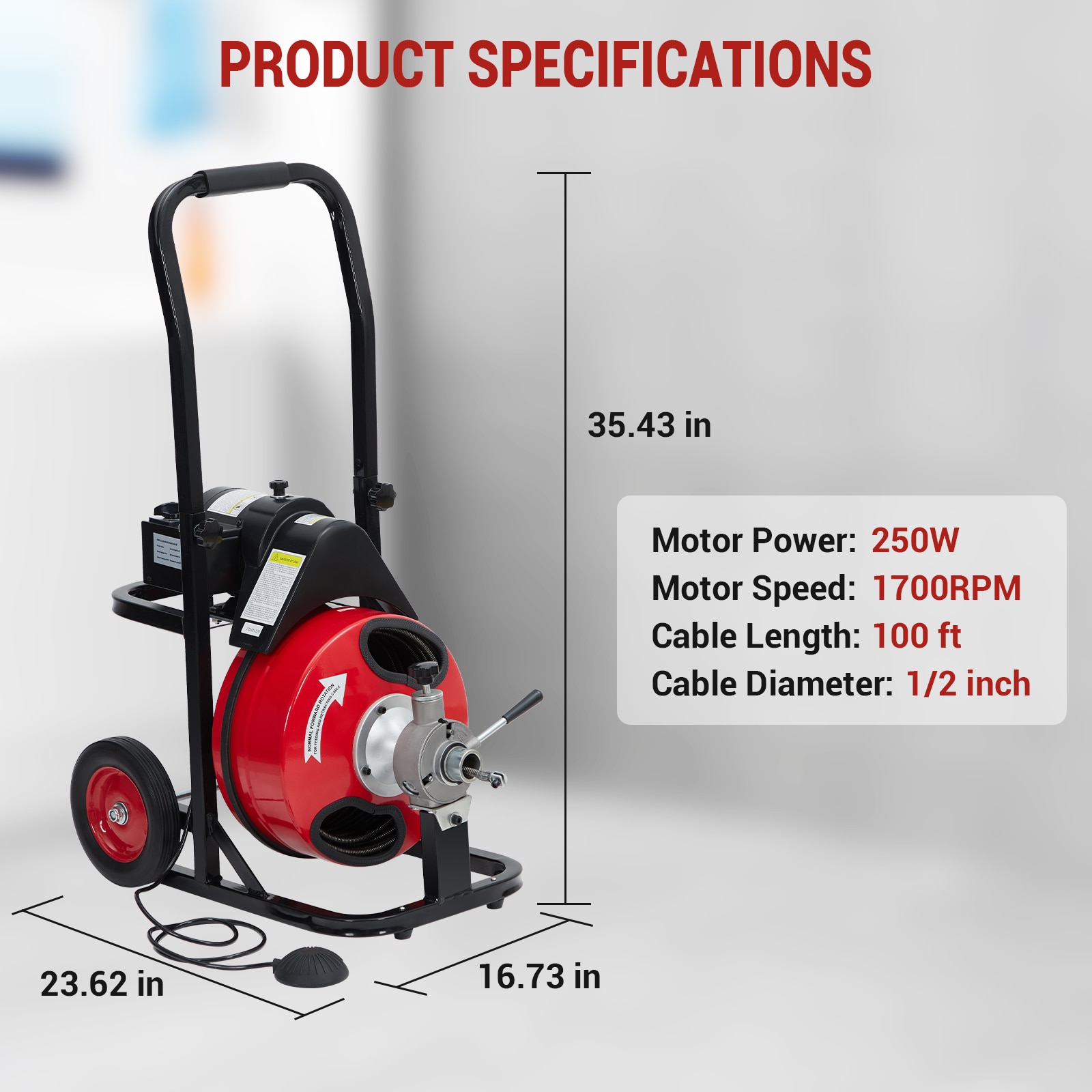 Garvee Heavy Duty Electric Drain Cleaner Machine with Auto Feed 8 ...