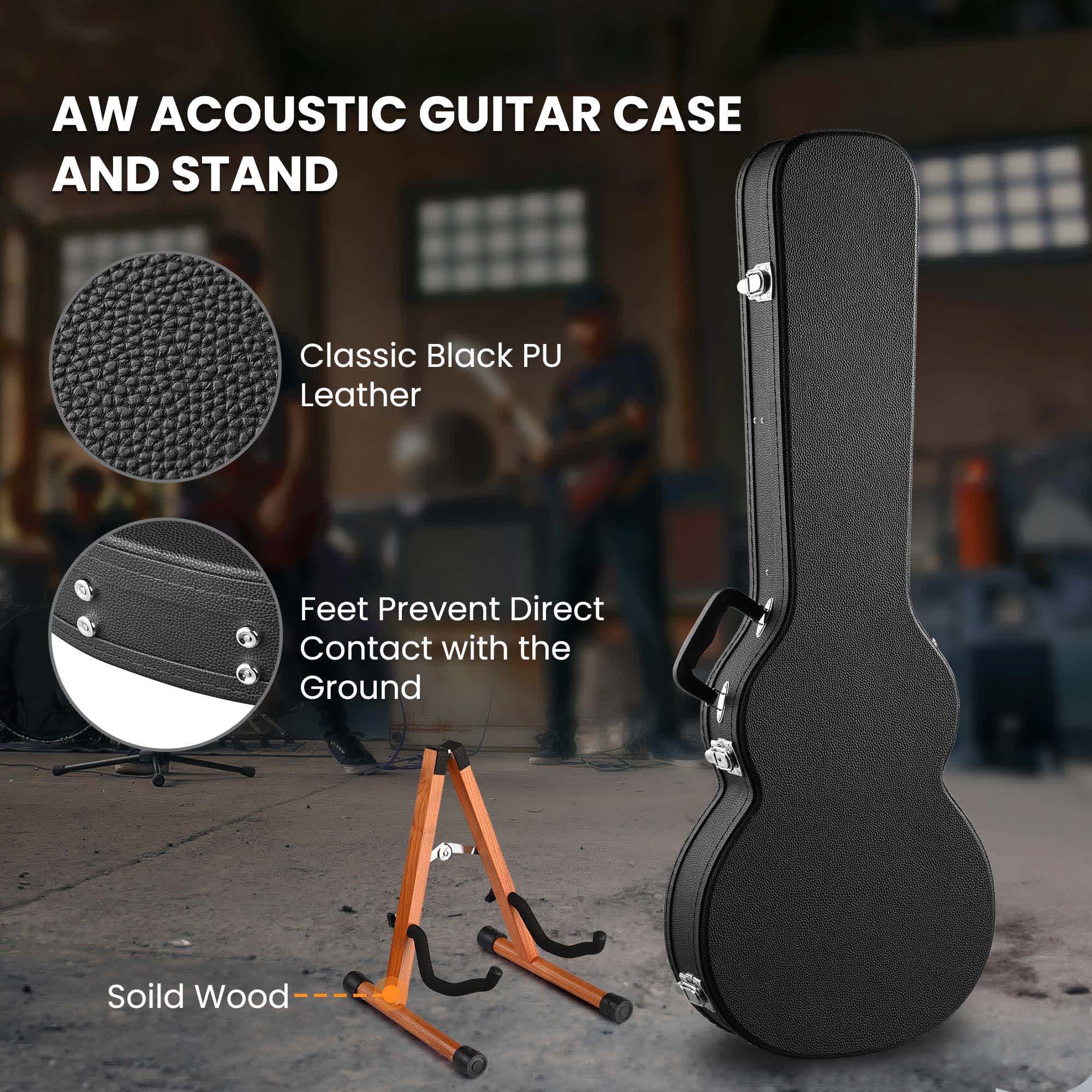 Yescom Electric Guitar Wooden Case for LP Les Paul Type with Folding ...