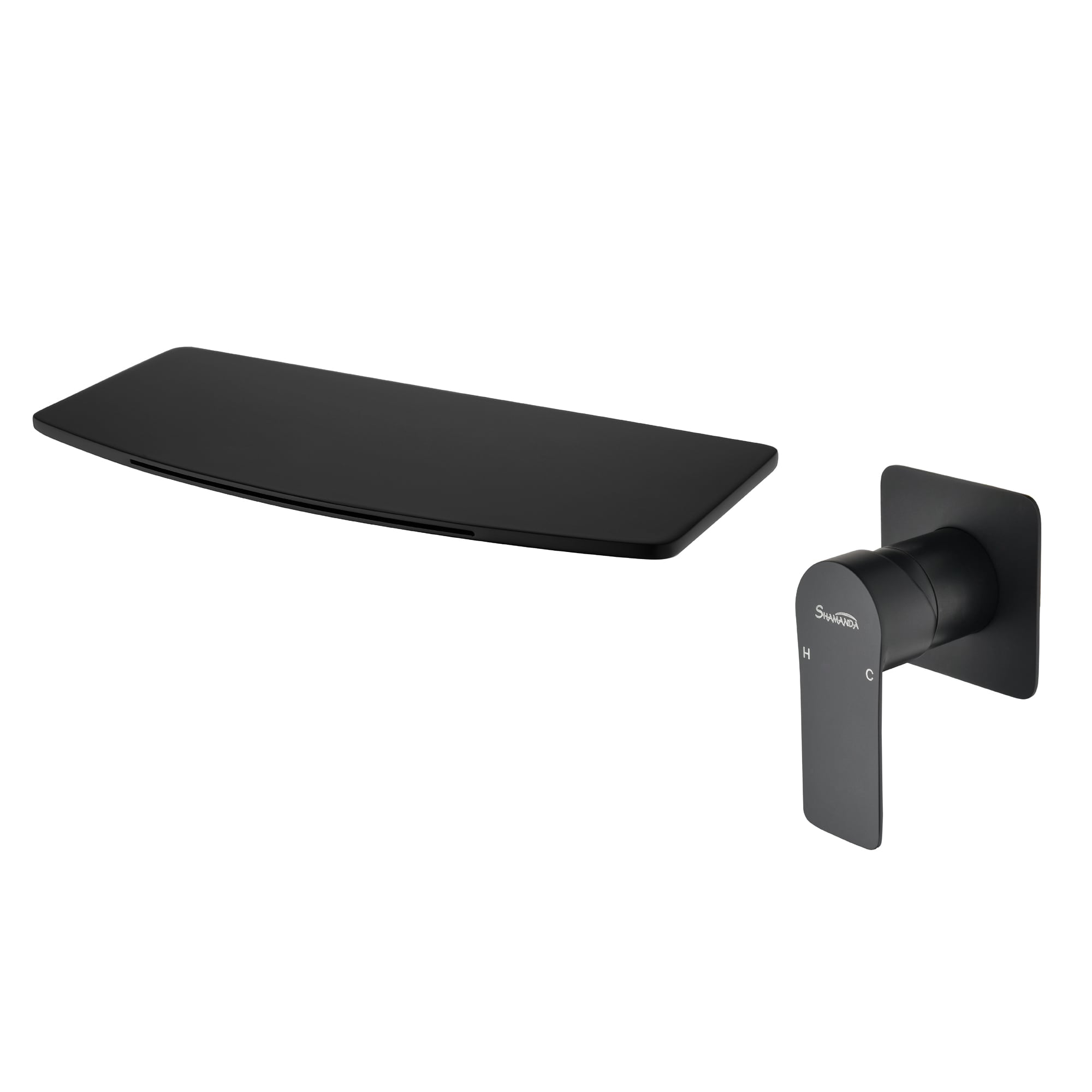 WELLFOR Matte Black 1-handle Wall-mount Waterfall Bathtub Faucet ...
