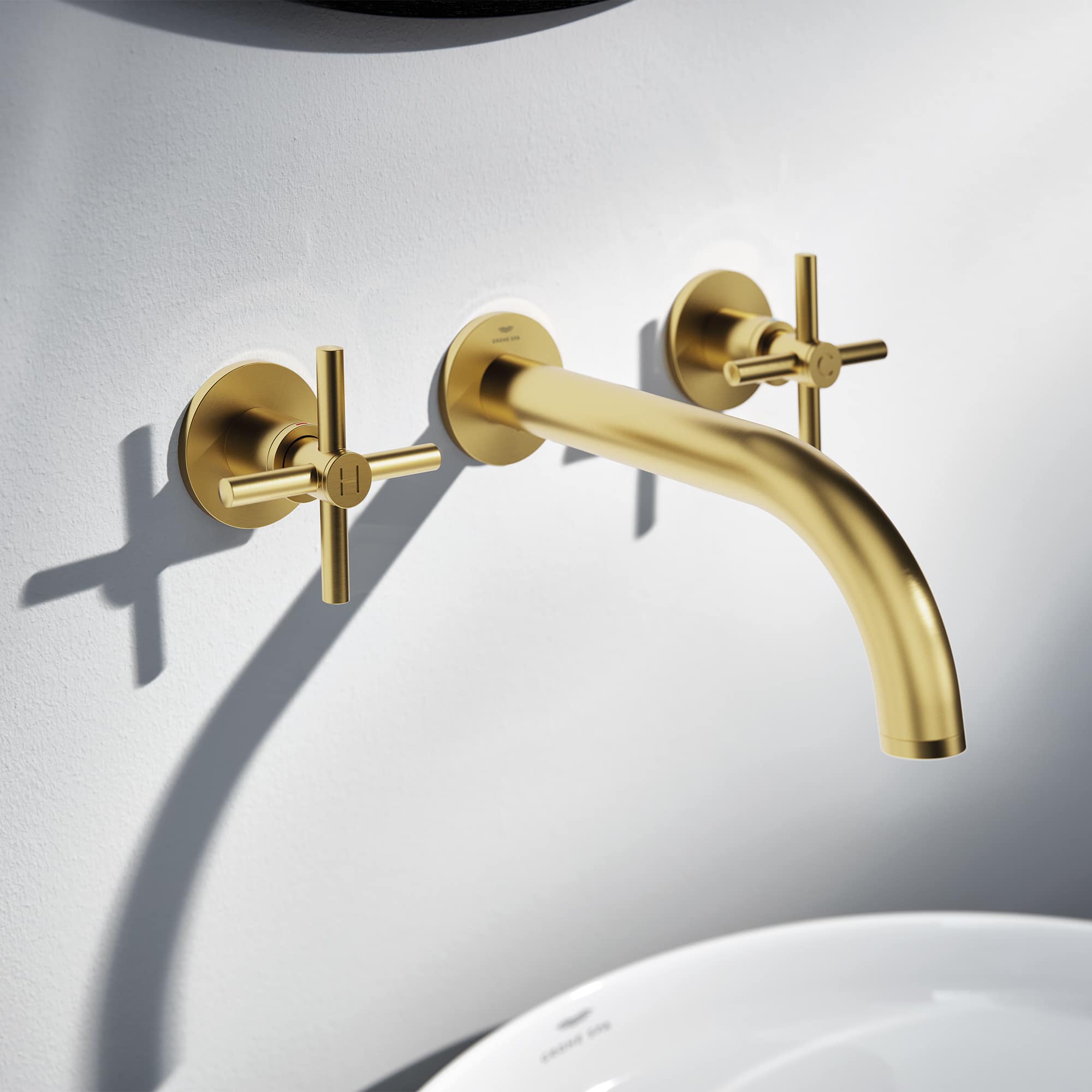 GROHE Atrio New 1.2 GPM Wall Mount Lavatory Faucet in Brushed Cool ...