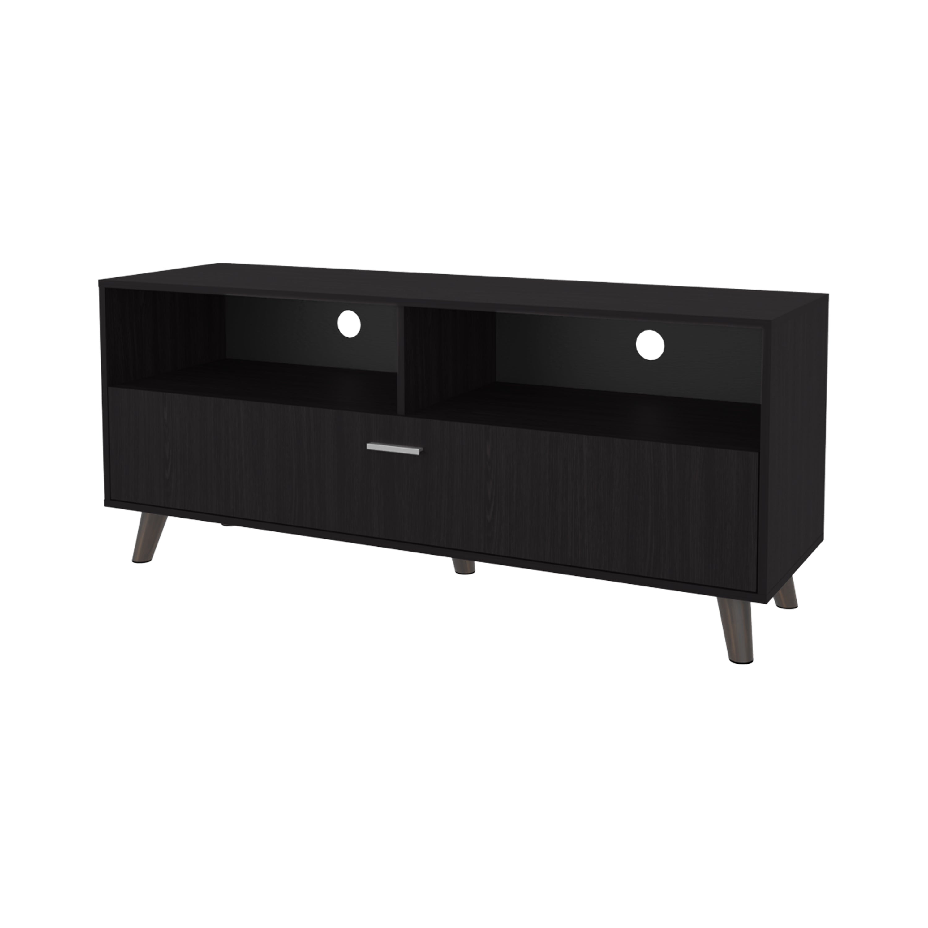 Huluwat Wengue TV Stand with Open Storage and Door for Small Spaces in ...