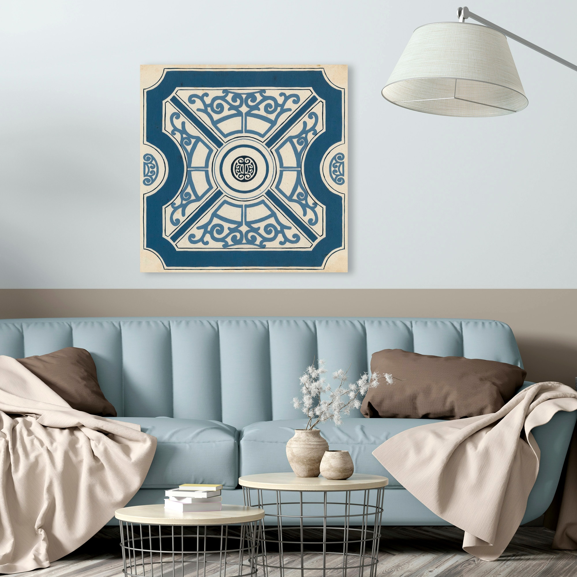 Somerset House Indigo Motif I Fine Art Giclee Print on Gallery Wrap ...