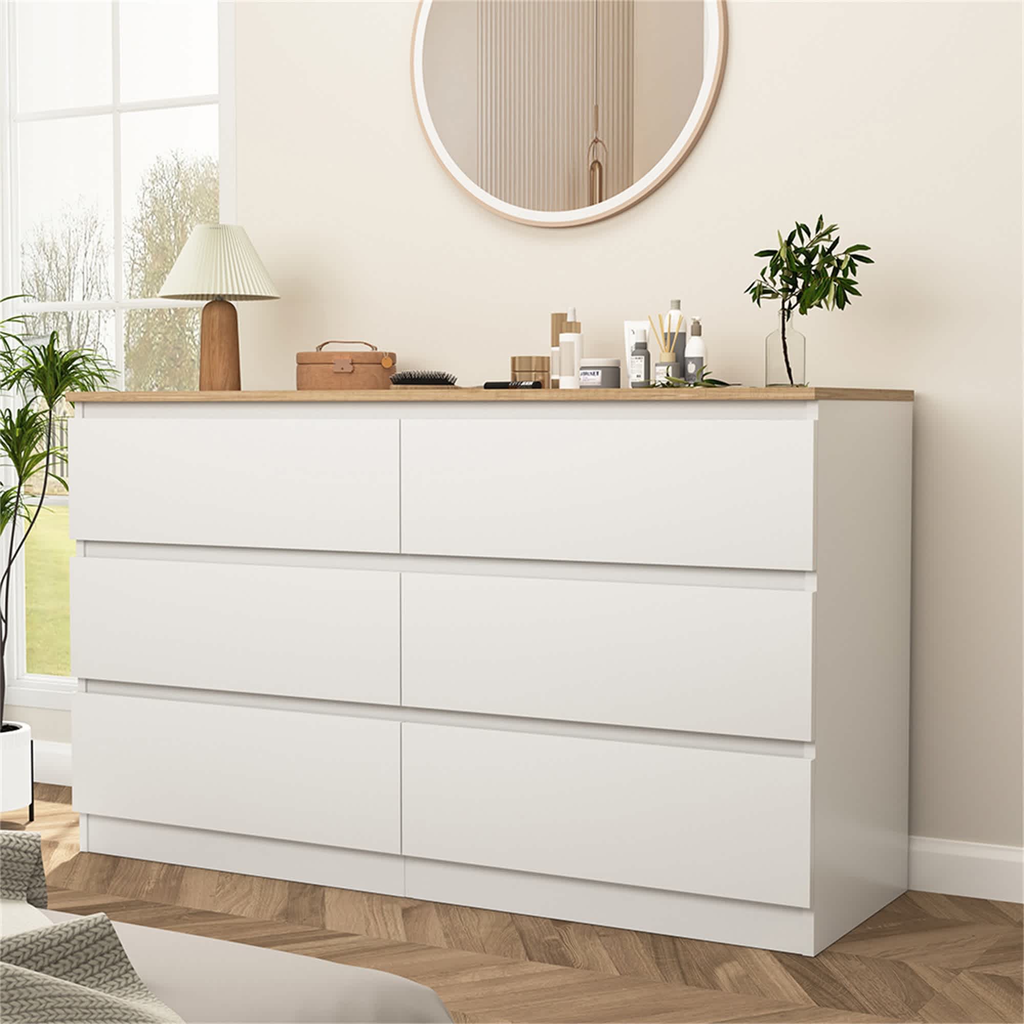 VERYKE Modern 6-Drawer Double Dresser Wide Chest for Bedroom or Living ...