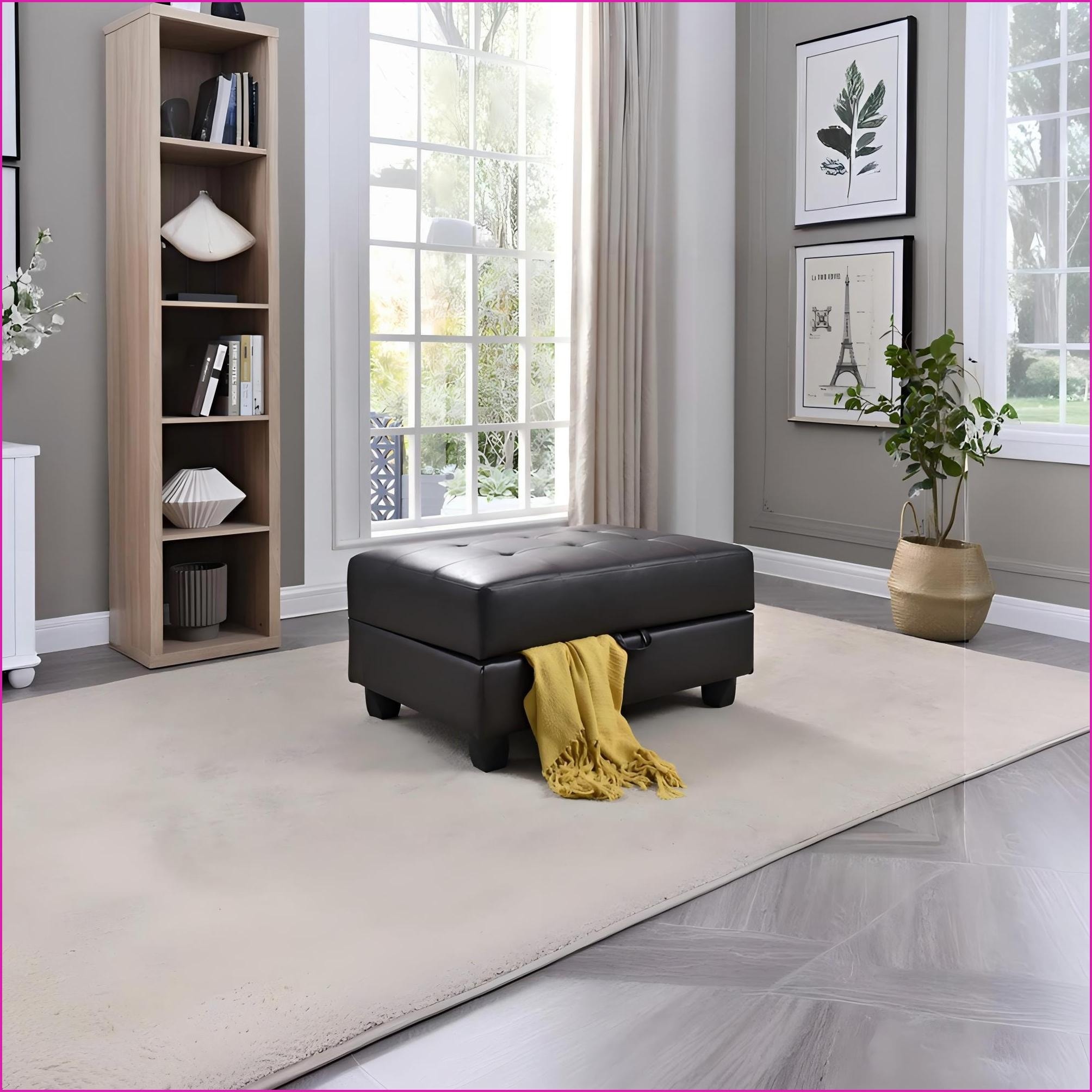 Watnature Ottoman Cappuccino Faux Leather Extra Seating for Dorms ...