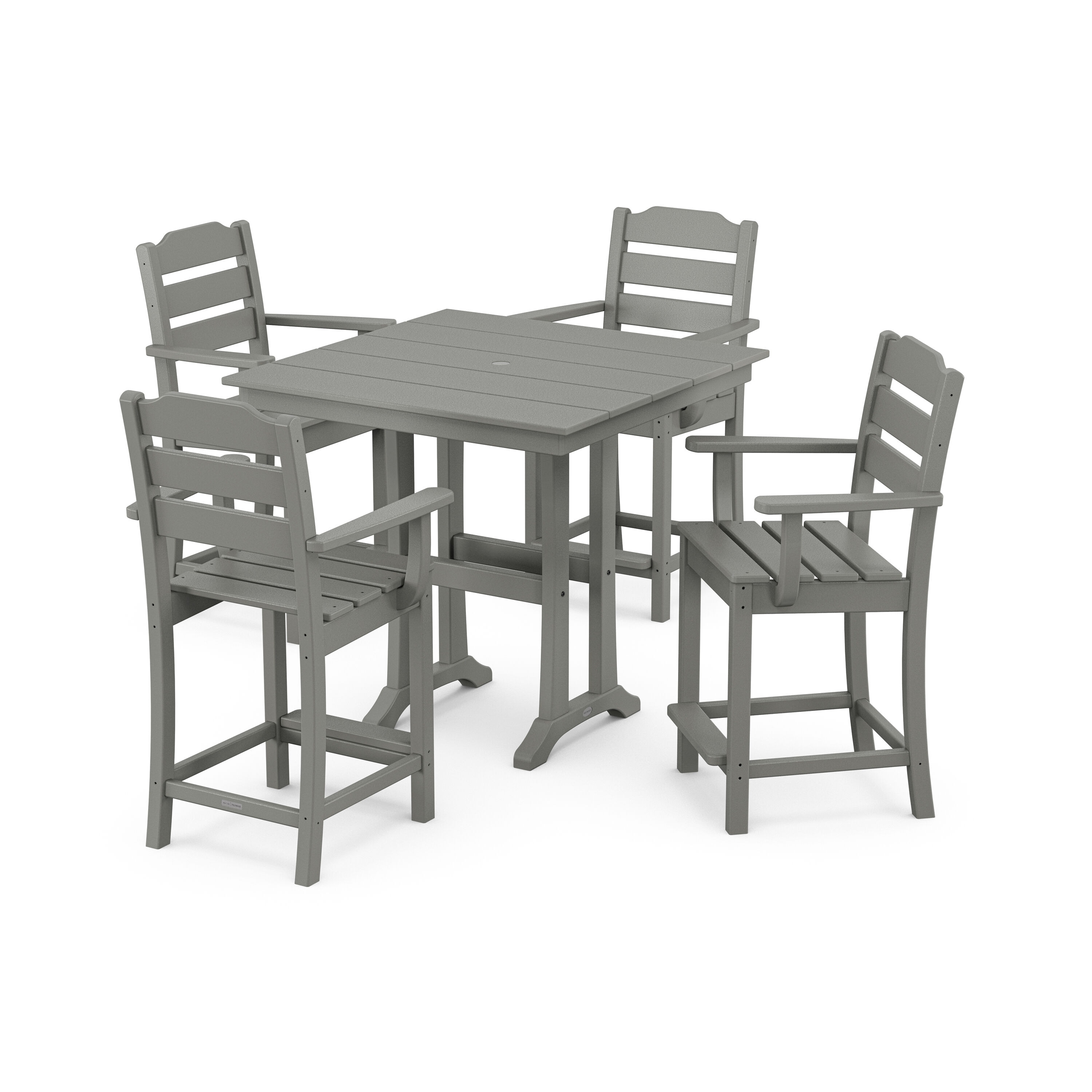 POLYWOOD Oakport 5-Piece Gray Balcony Height Patio Dining Set Plastic ...