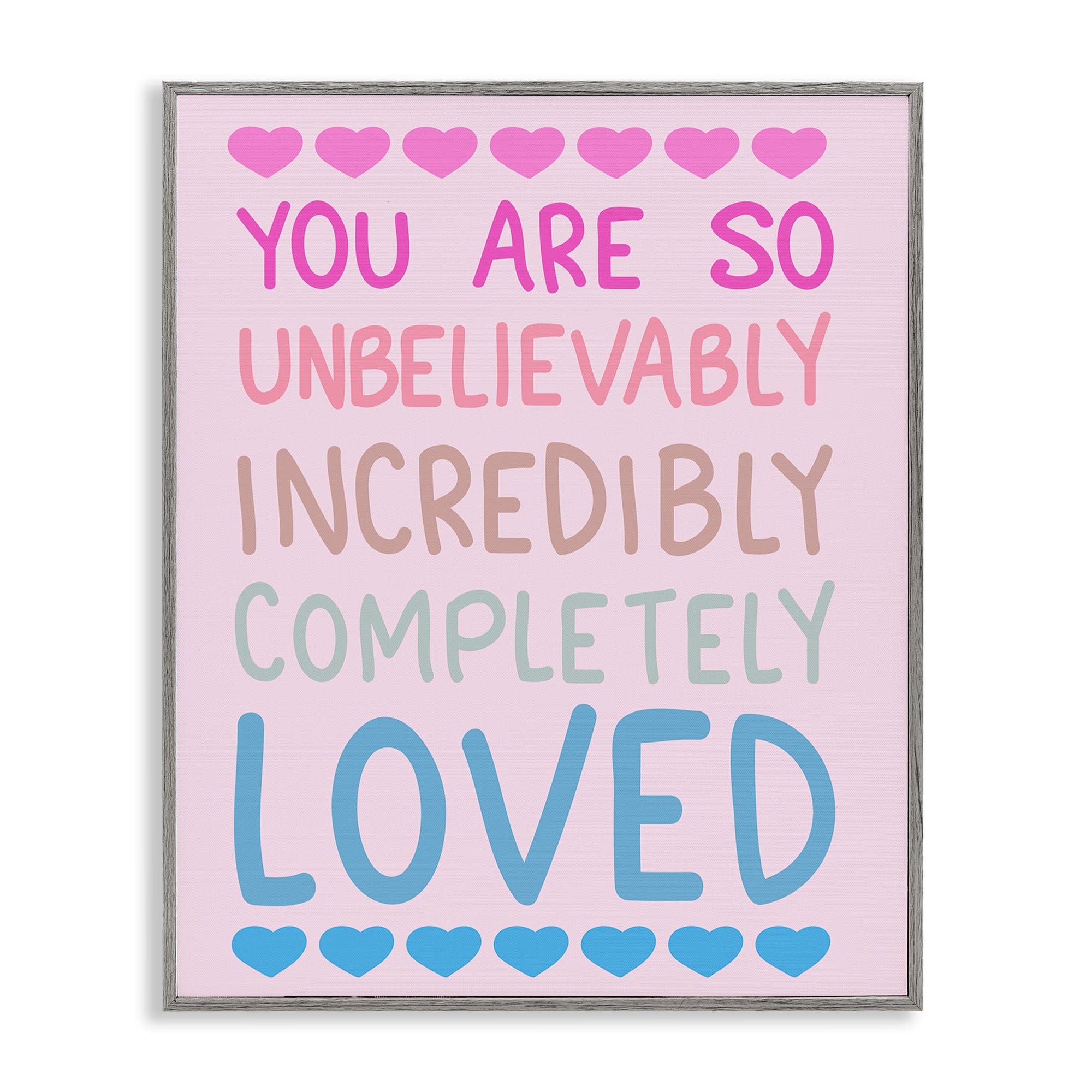 Stupell Industries Incredibly Loved with Hearts Gray Framed Giclee Art ...