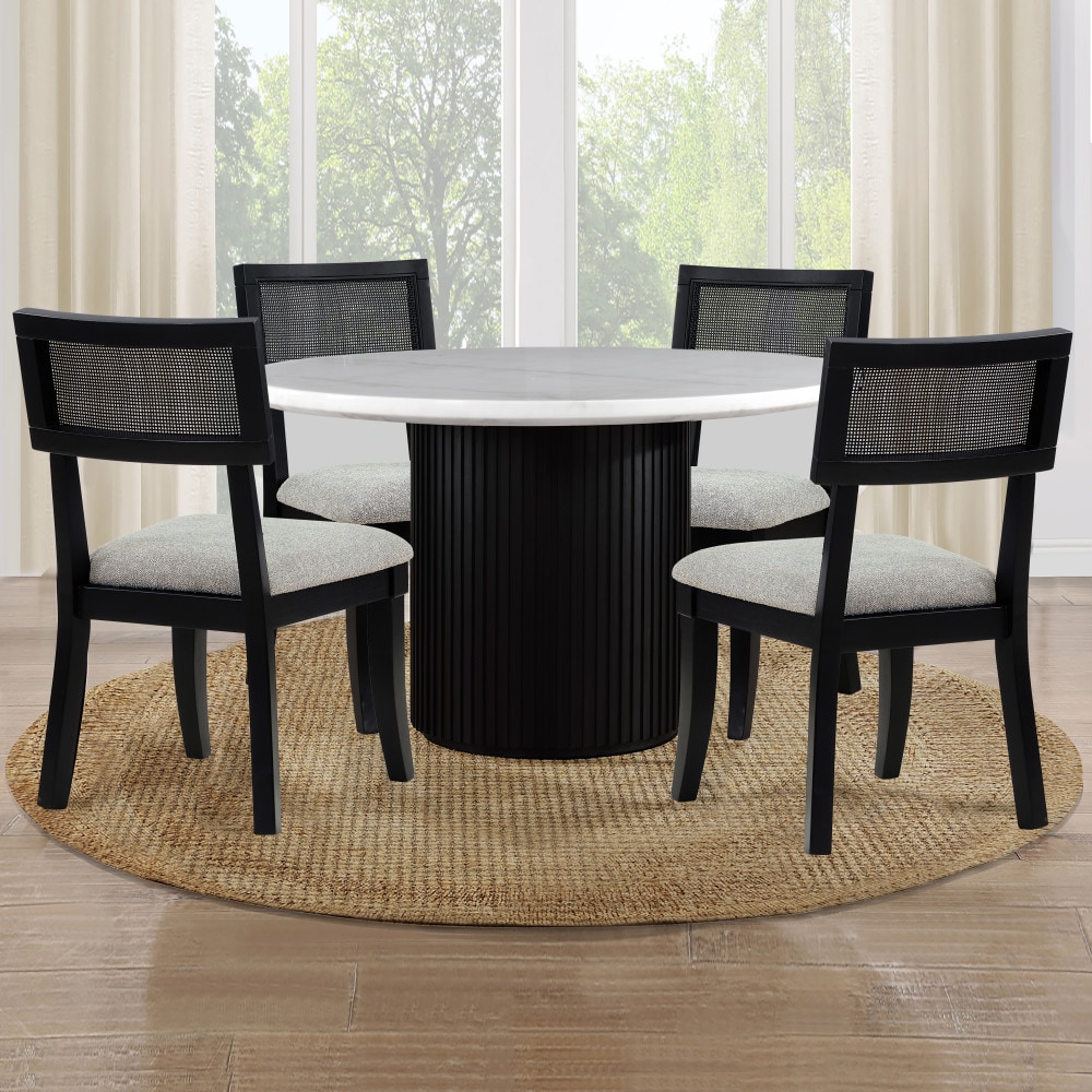 Steve Silver Colvin Black Transitional Dining Room Set with Round Table ...