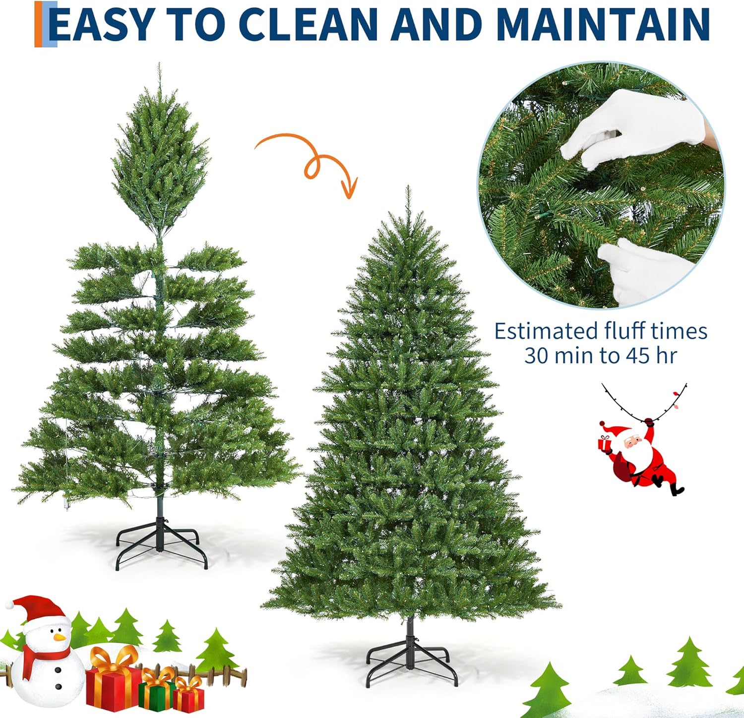 Der Rose Christmas Tree 9 FT Artificial PVC Mixed Needles 5MM Copper ...