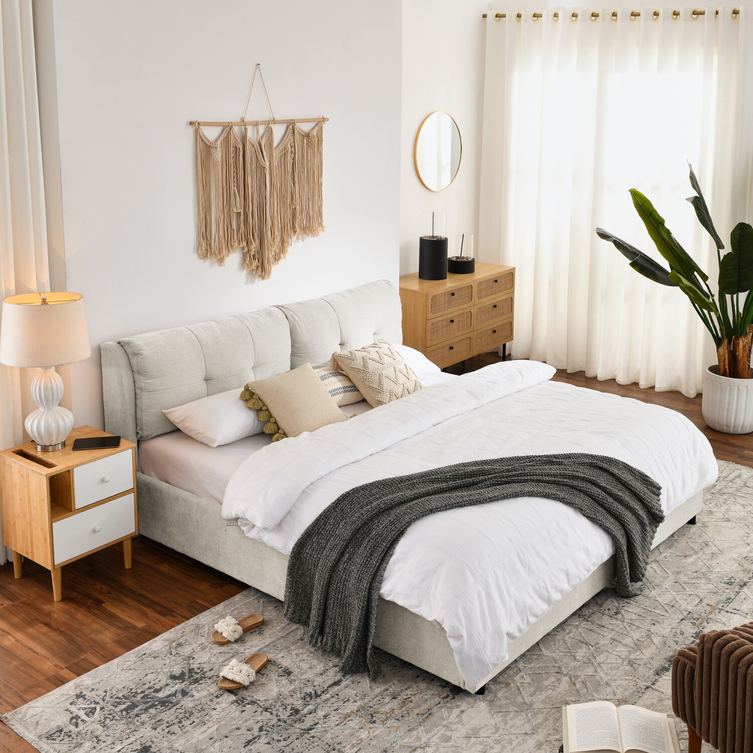 Streamdale Furniture Streamdale King Beige Chenille Hydraulic Storage ...