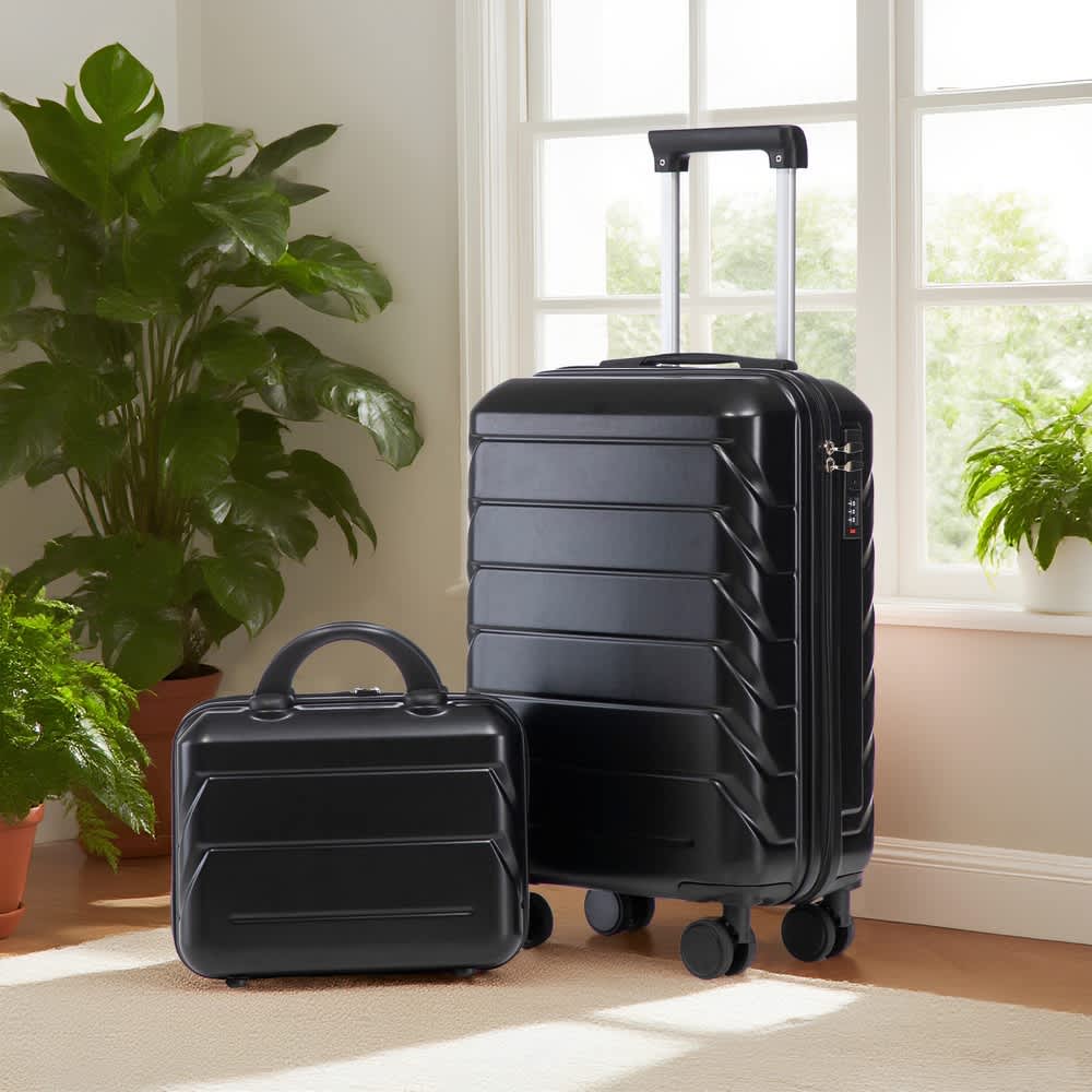 Aoibox 2 Piece ABS Luggage Set 20 Inch Spinner Suitcase with ...