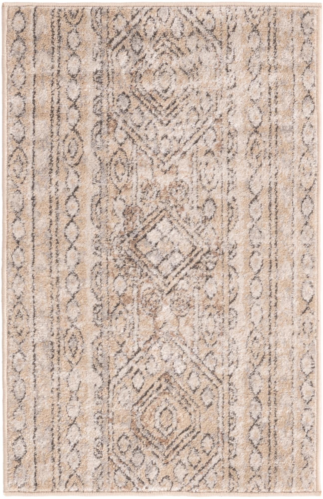Unique Loom Portland 2 X 3 (ft) Ivory Indoor Stripe Area Rug 3147184 at ...