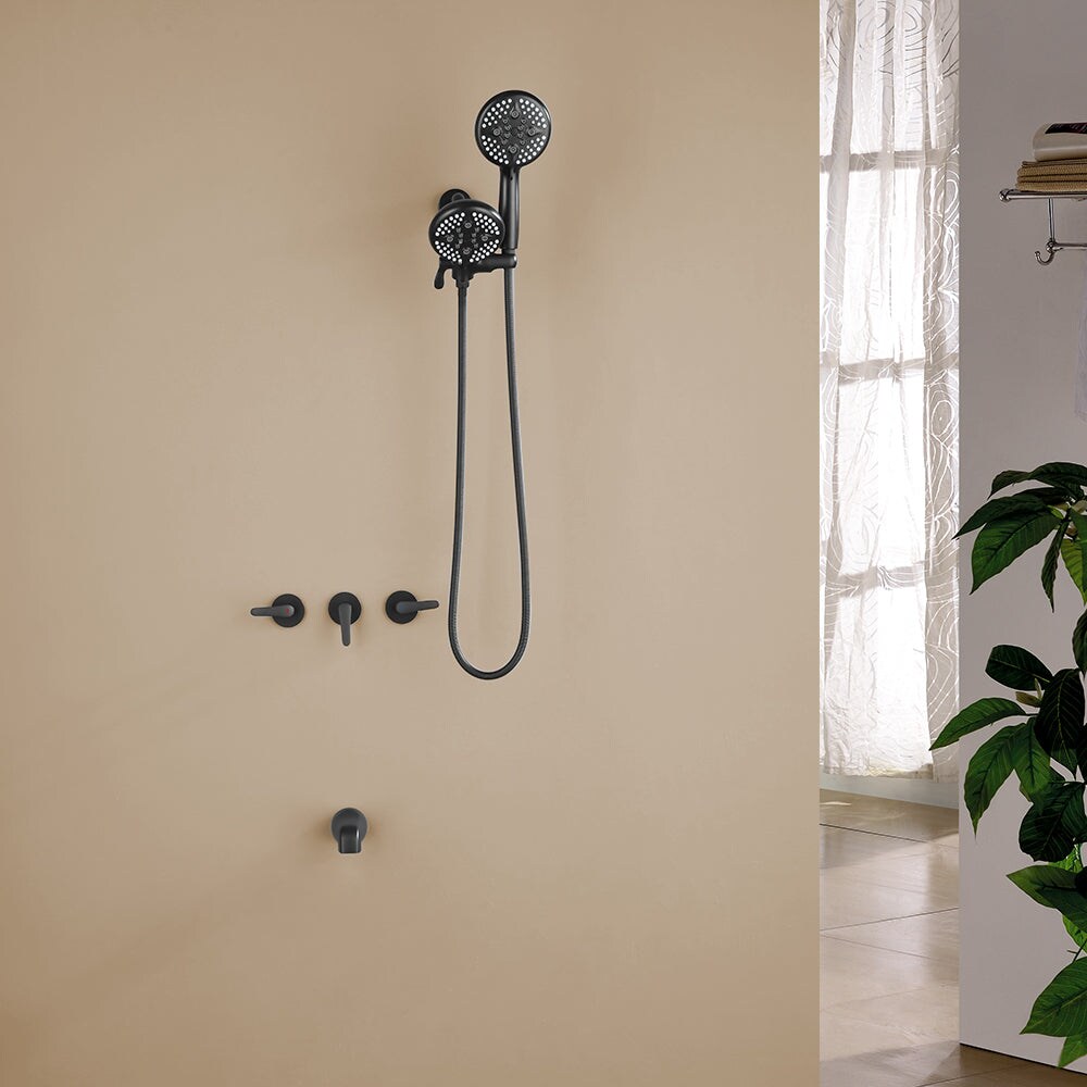 Boyel Living Black 5 Function Dual Shower Head Set with Brass Body and ...