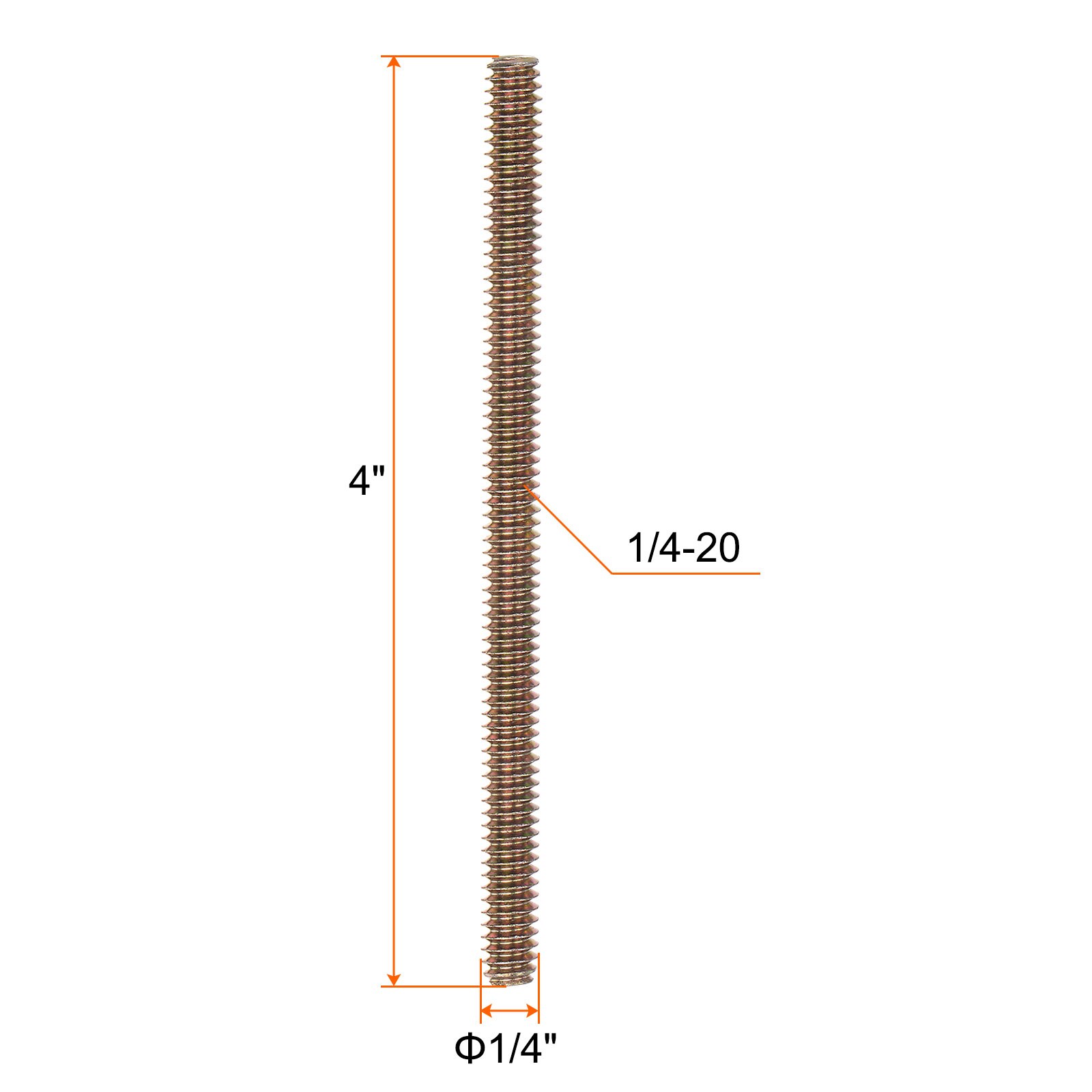 Unique Bargains 8pcs Zinc Fully All Threaded Rod 1/4in-20 4in Length ...
