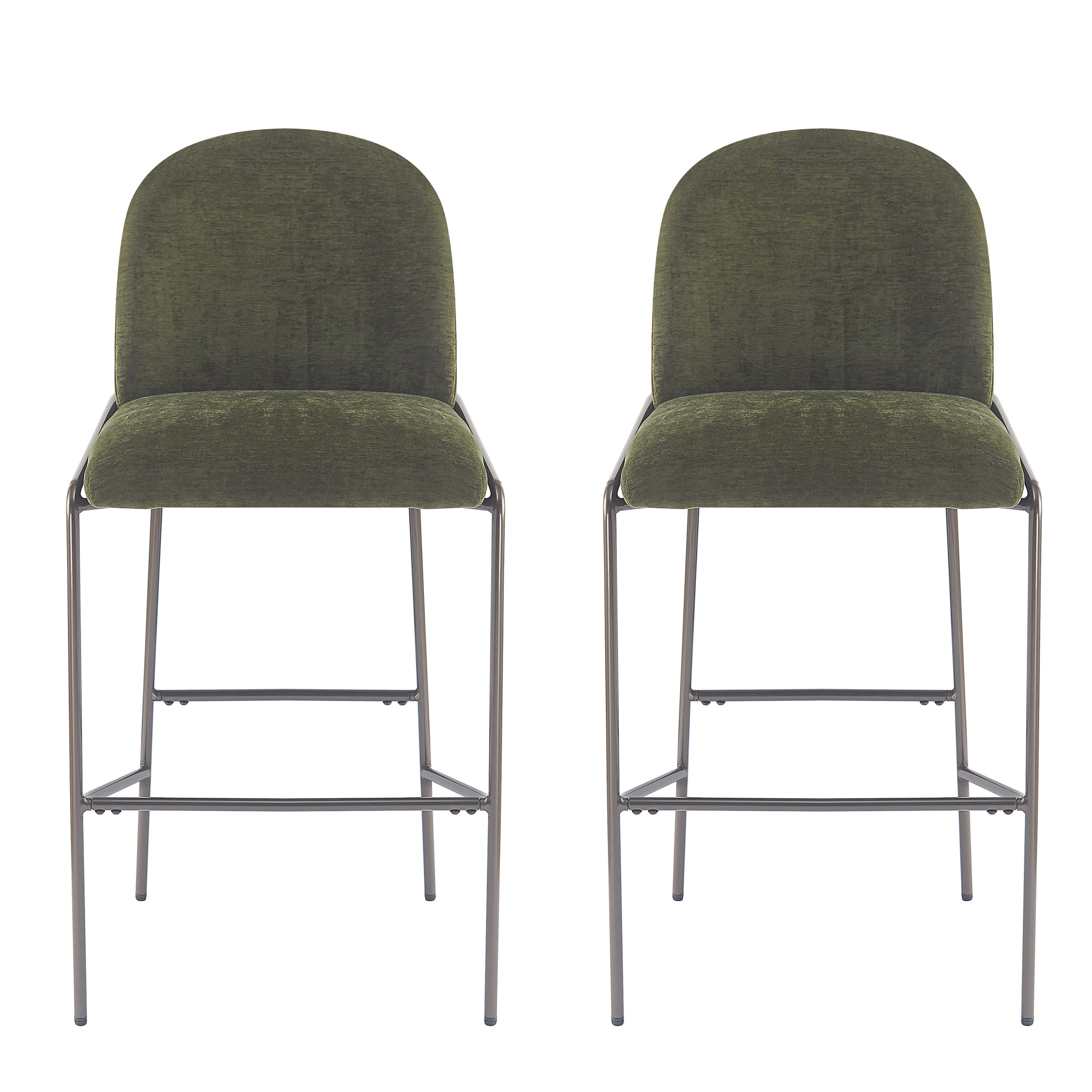 Vynxaria Set of 2 Indoor Metal Upholstered Barstools Antique Bronze ...