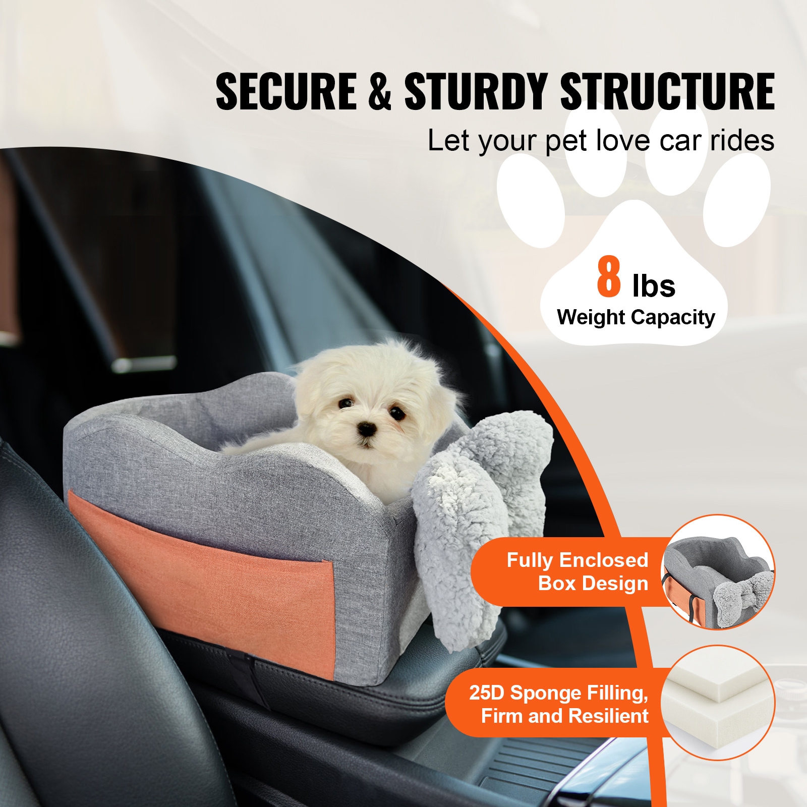 VEVOR Console Dog Car Seat Center Console Dog Booster Seat for Small ...