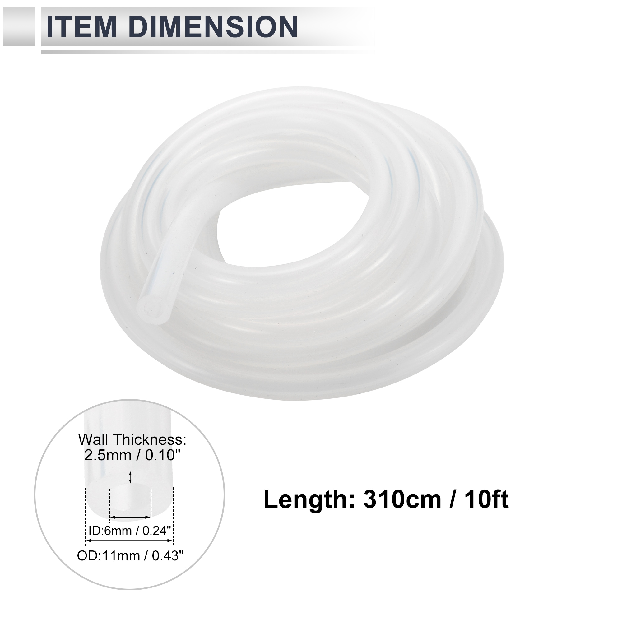 Unique Bargains 1pc Silicone Vacuum Tubing Hose High Temperature 10 ...