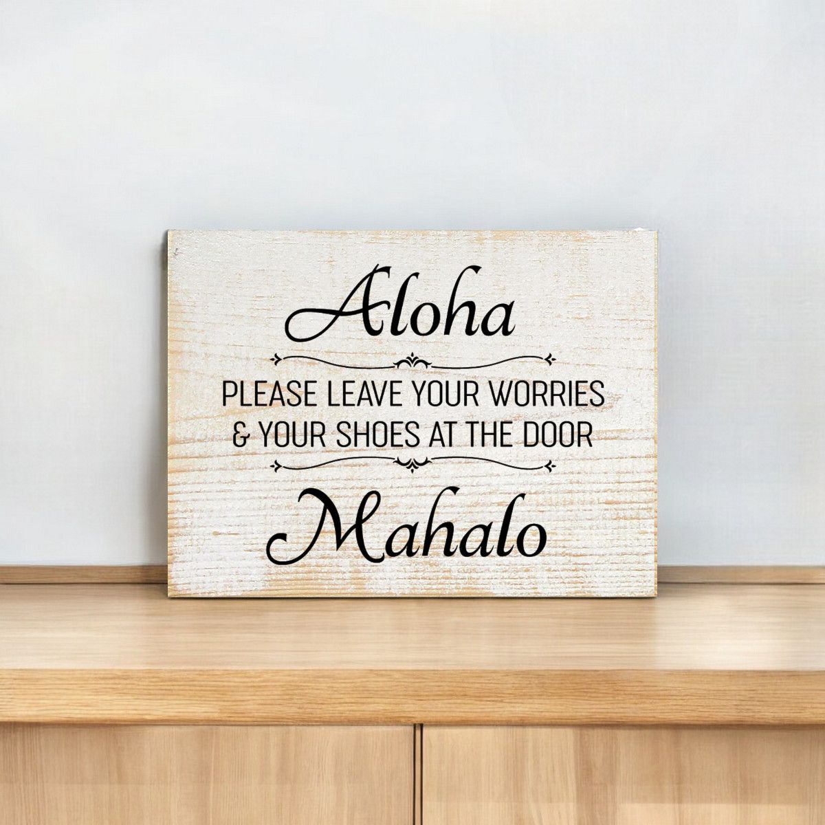 Slickblue 9 x 12 Inch Solid Wood Aloha Leave Your Worries and Shoes at ...