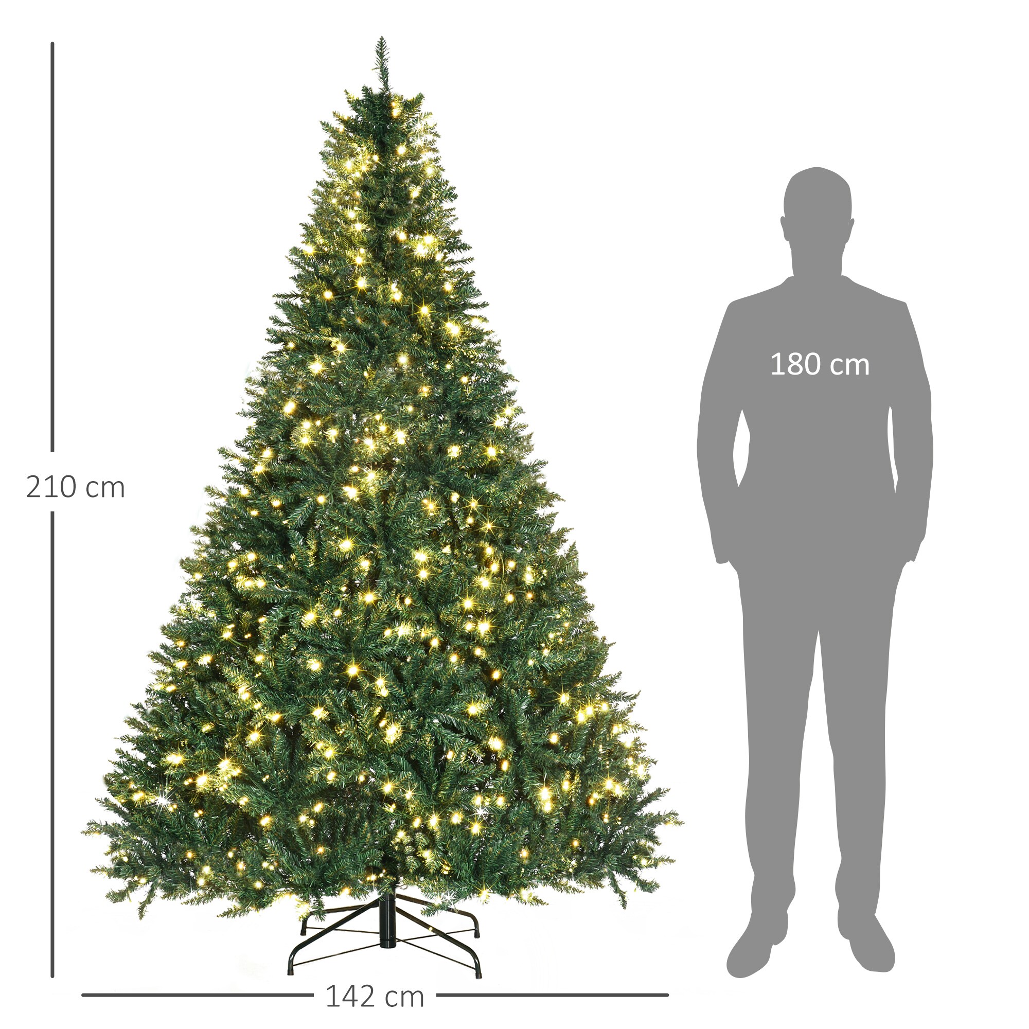 REIBII 7ft Pre Lit Douglas Fir Artificial Christmas Tree Realistic ...