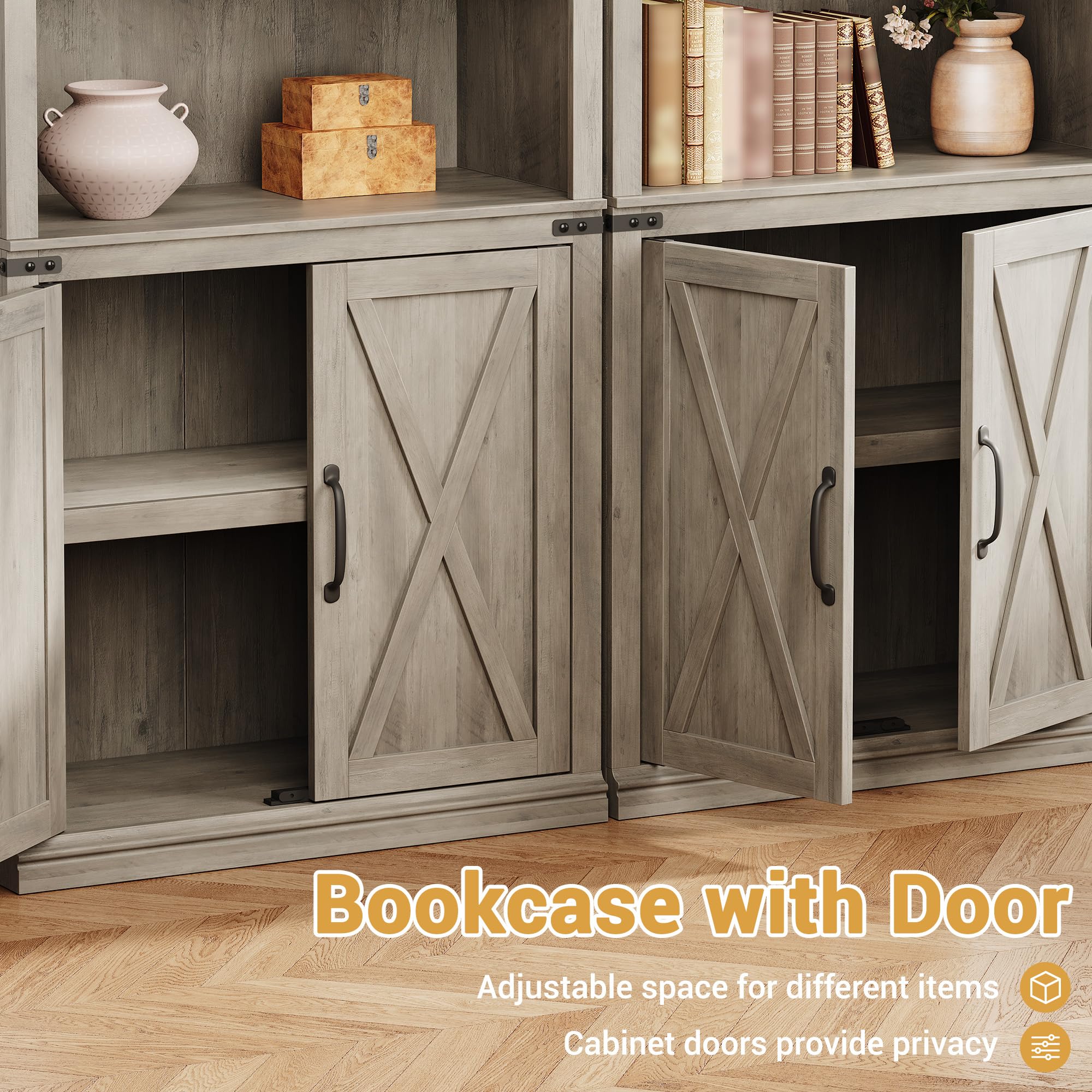 Garvee Compact 5 Tier Bookcase Farmhouse Wood Bookshelves with Open ...