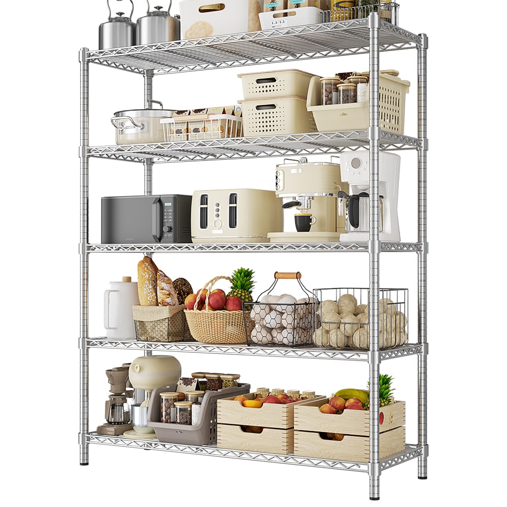 LOVMOR 5-Tier 45 in W x 72 in H x 20 in D Height Adjustable Garage Wire ...