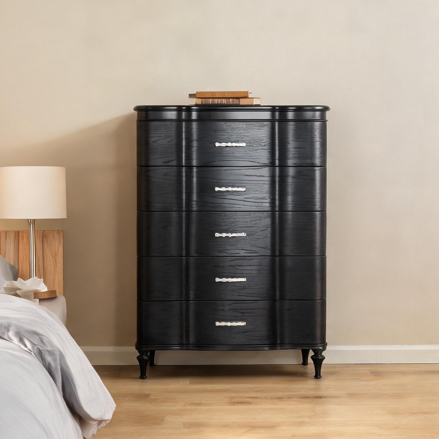 Watnature Sleek black bachelor s chest with felt-lined drawer and ...