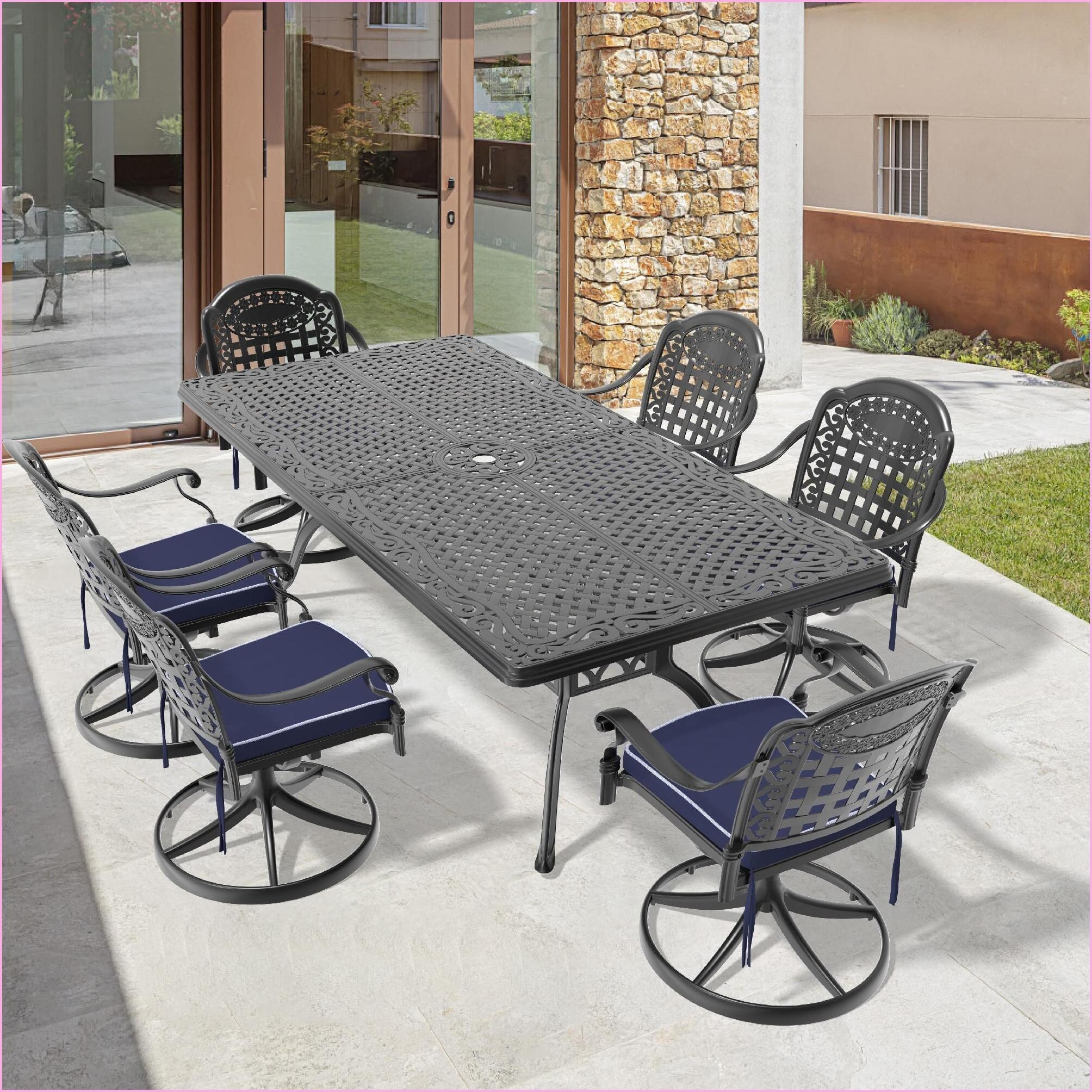 Watnature Patio Set 7 Piece Outdoor Dining with 6 Swivel Chairs n ...