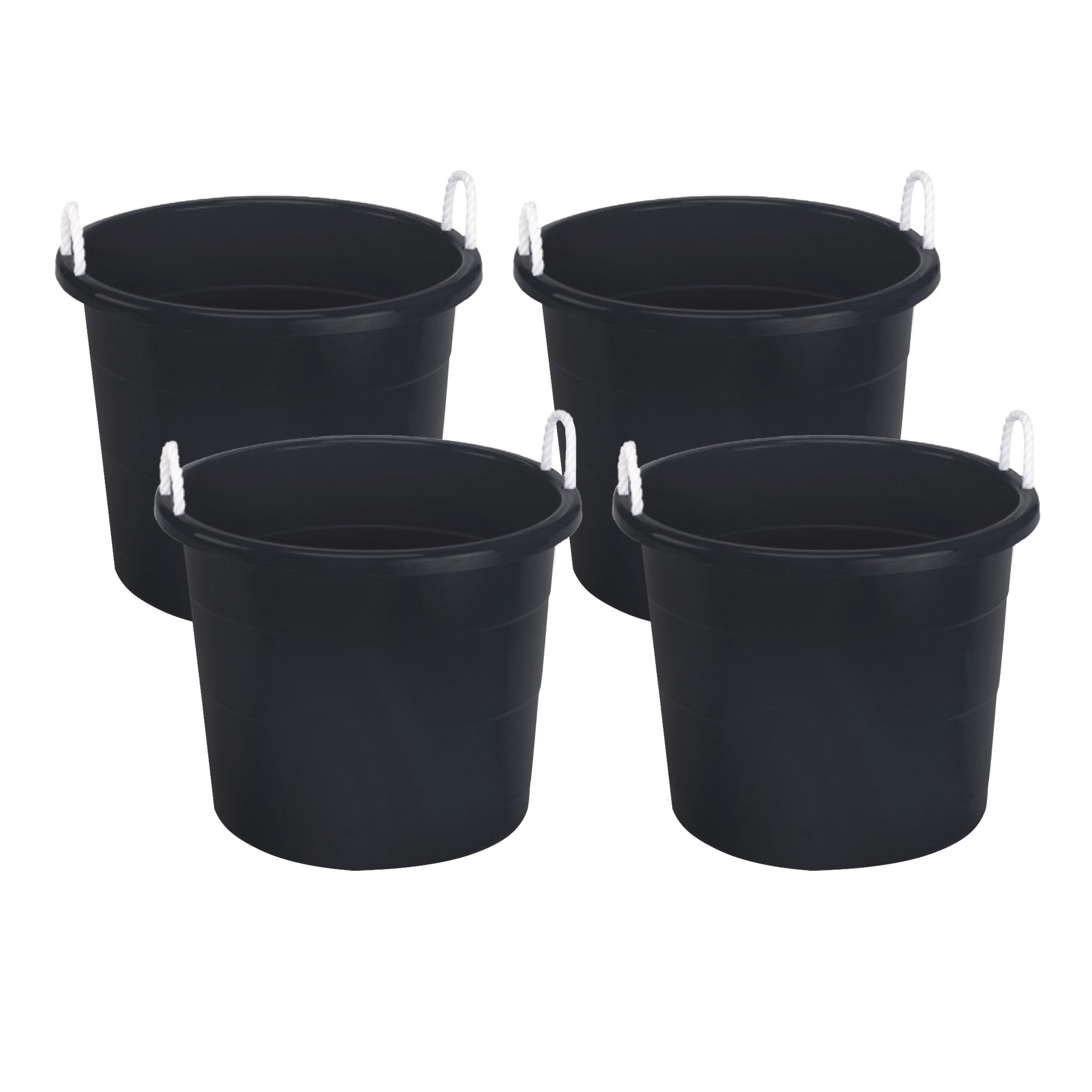 Homz Products 4-Pack Large 17-Gallon (68-Quart) Black Storage Bucket ...