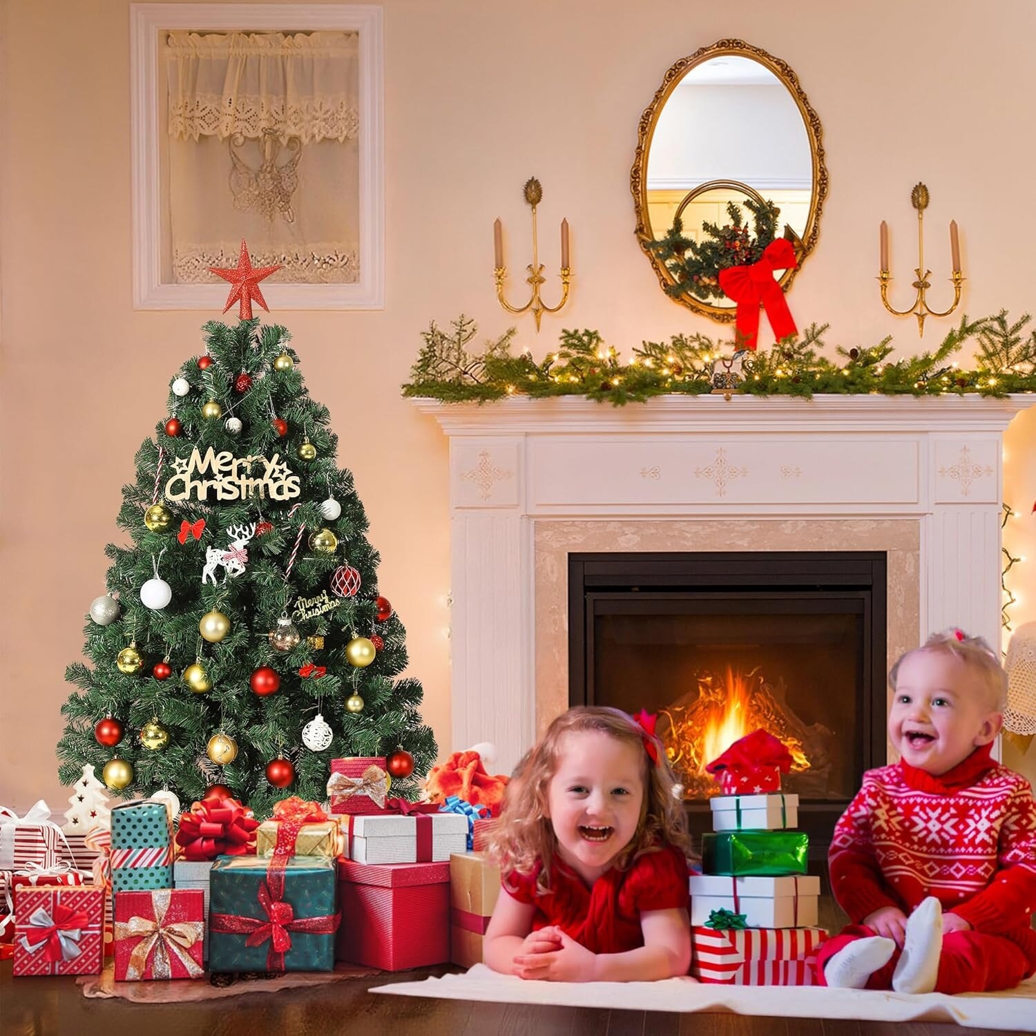 Qeetex 9FT Classic American Wide Body Full Christmas Tree Dual Color ...