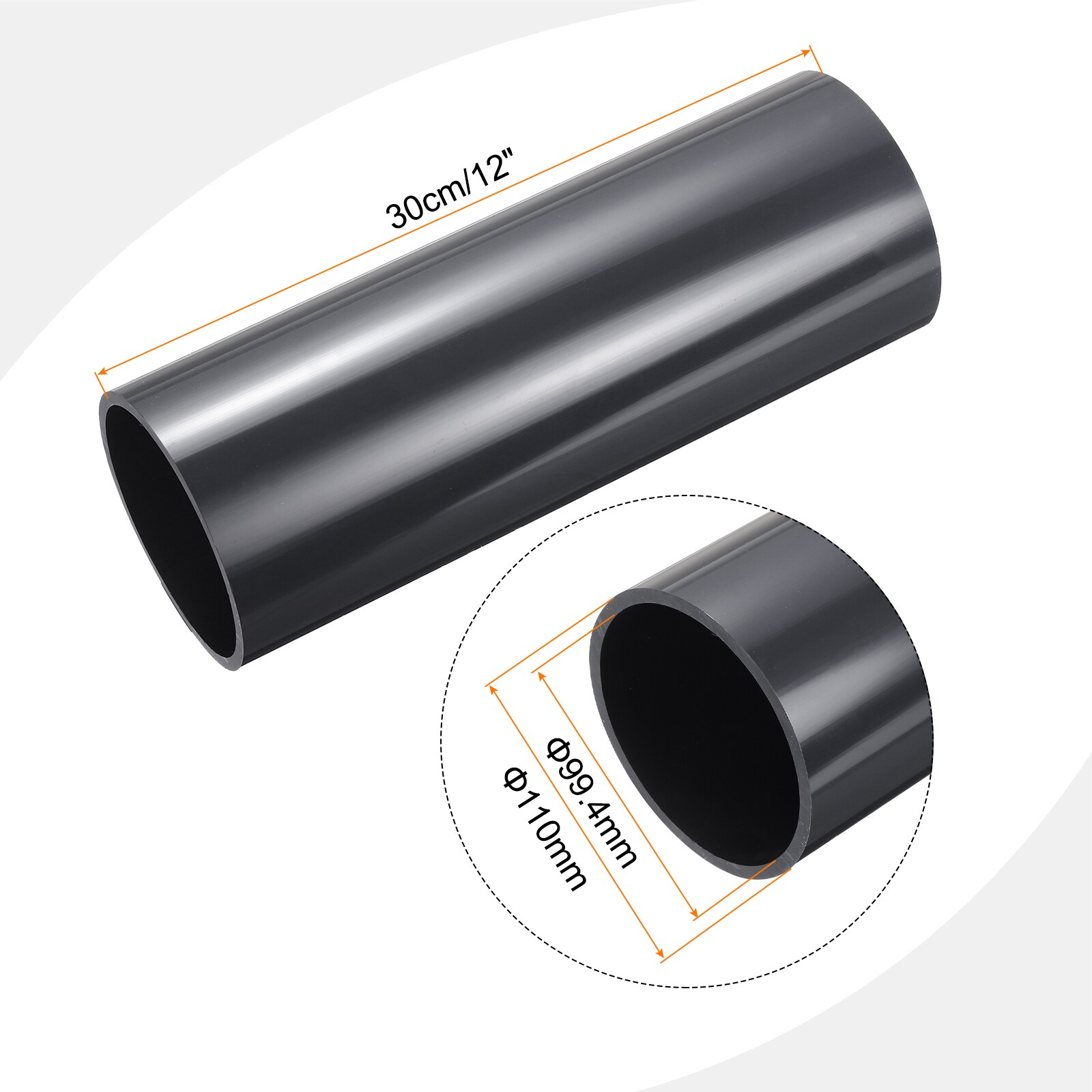 Unique Bargains 4.33 Inch PVC Rigid Tube Round Pipe 99.4mm ID 110mm OD ...