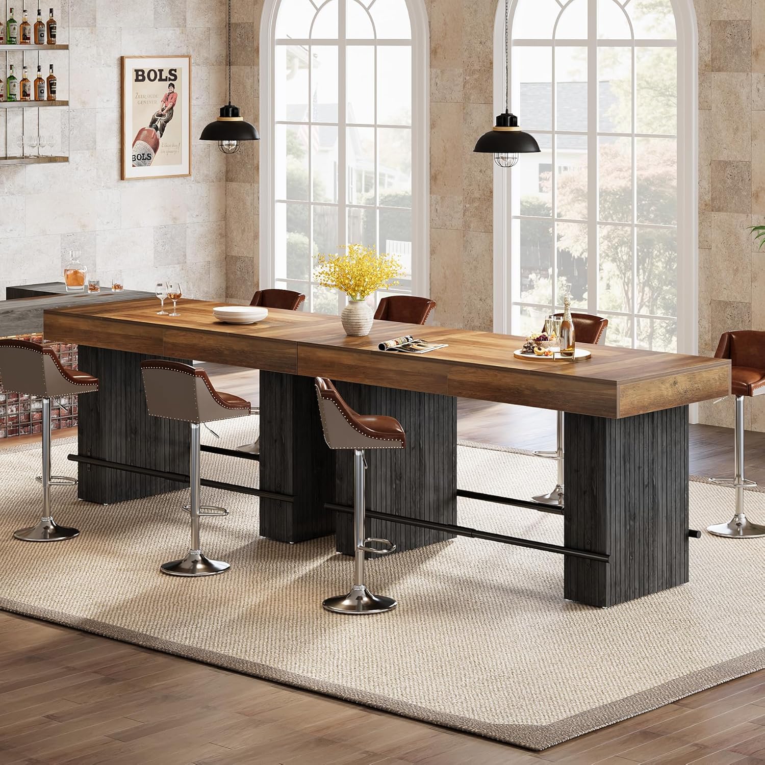 Tribesigns no 63 Inch Bar Table Industrial Counter Height Pub Dining ...