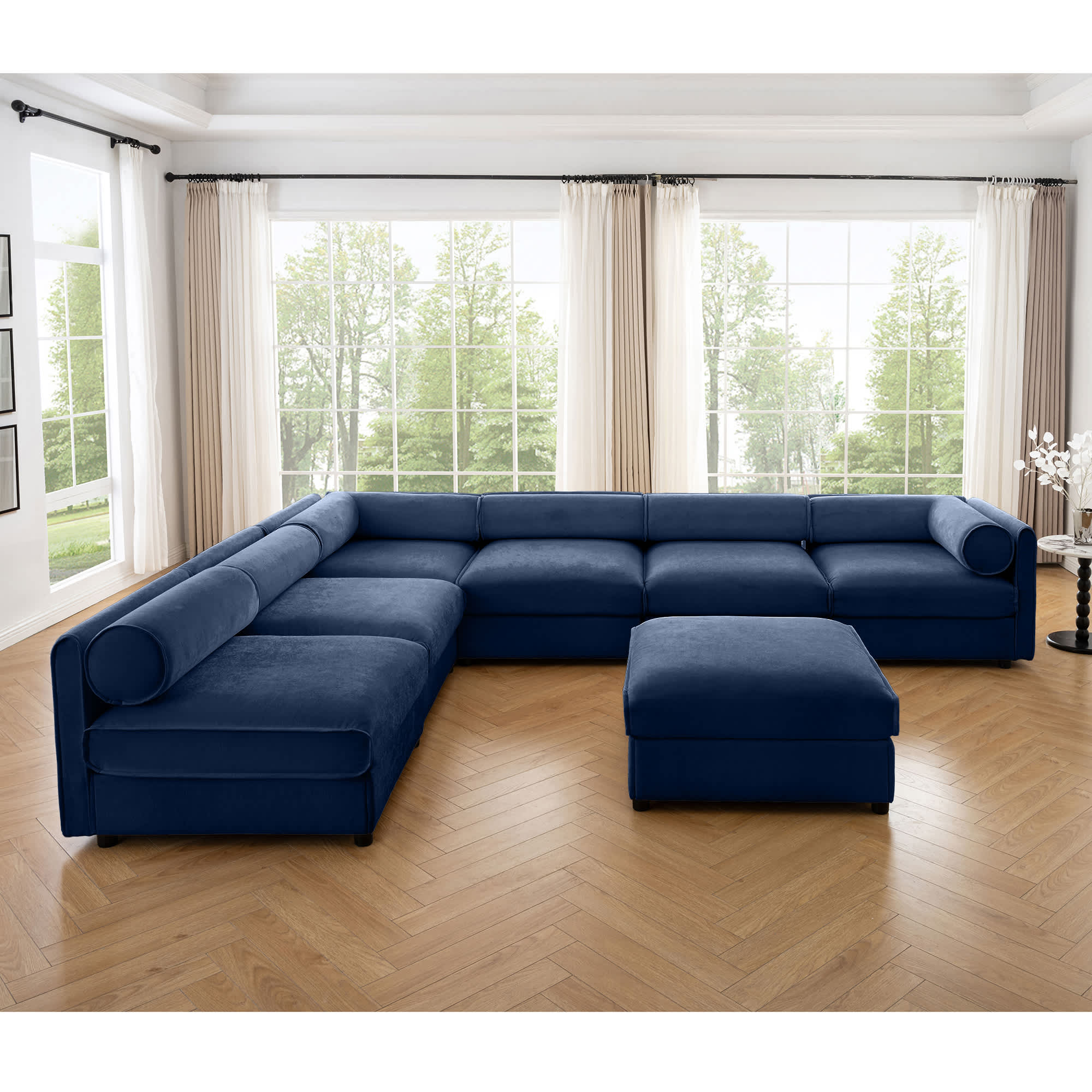 Misty Moon Modern 6-Piece Modular Sectional Sofa with Storage Soft Blue ...