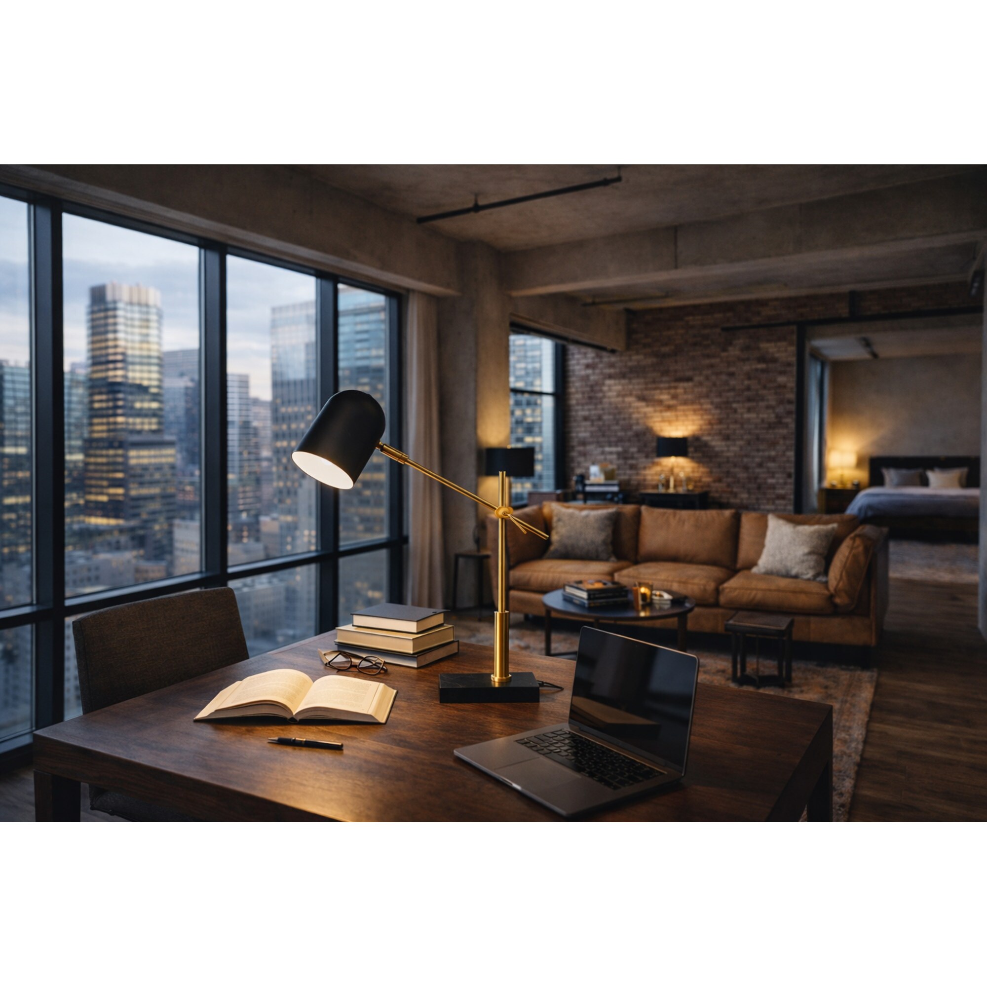 Lukvuzo Black Marble Base Dome Table Lamp Black Outer White Inner Shade ...