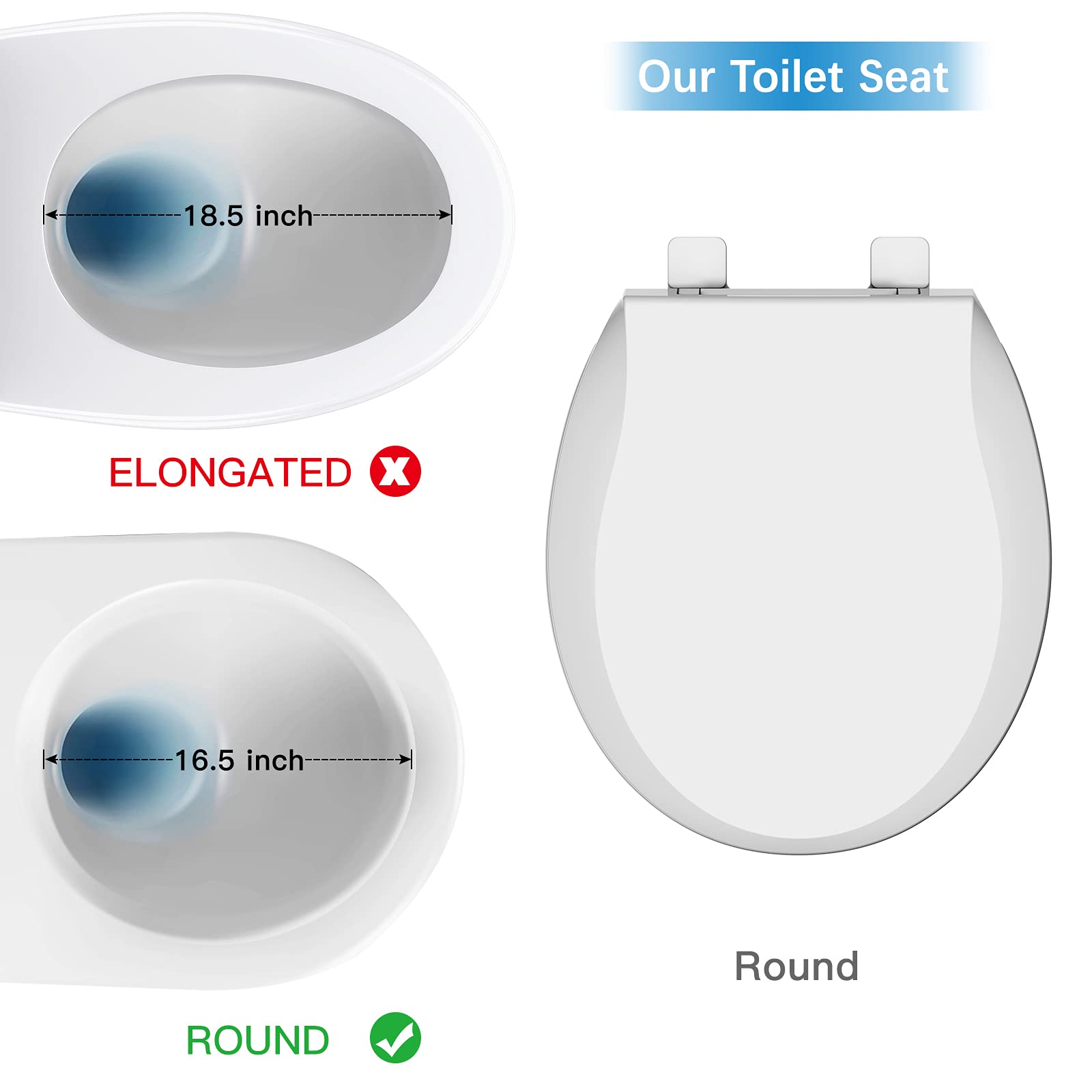 IdealHouse 19Inch Elongated Bidet Toilet Seat Non-Electric Self ...