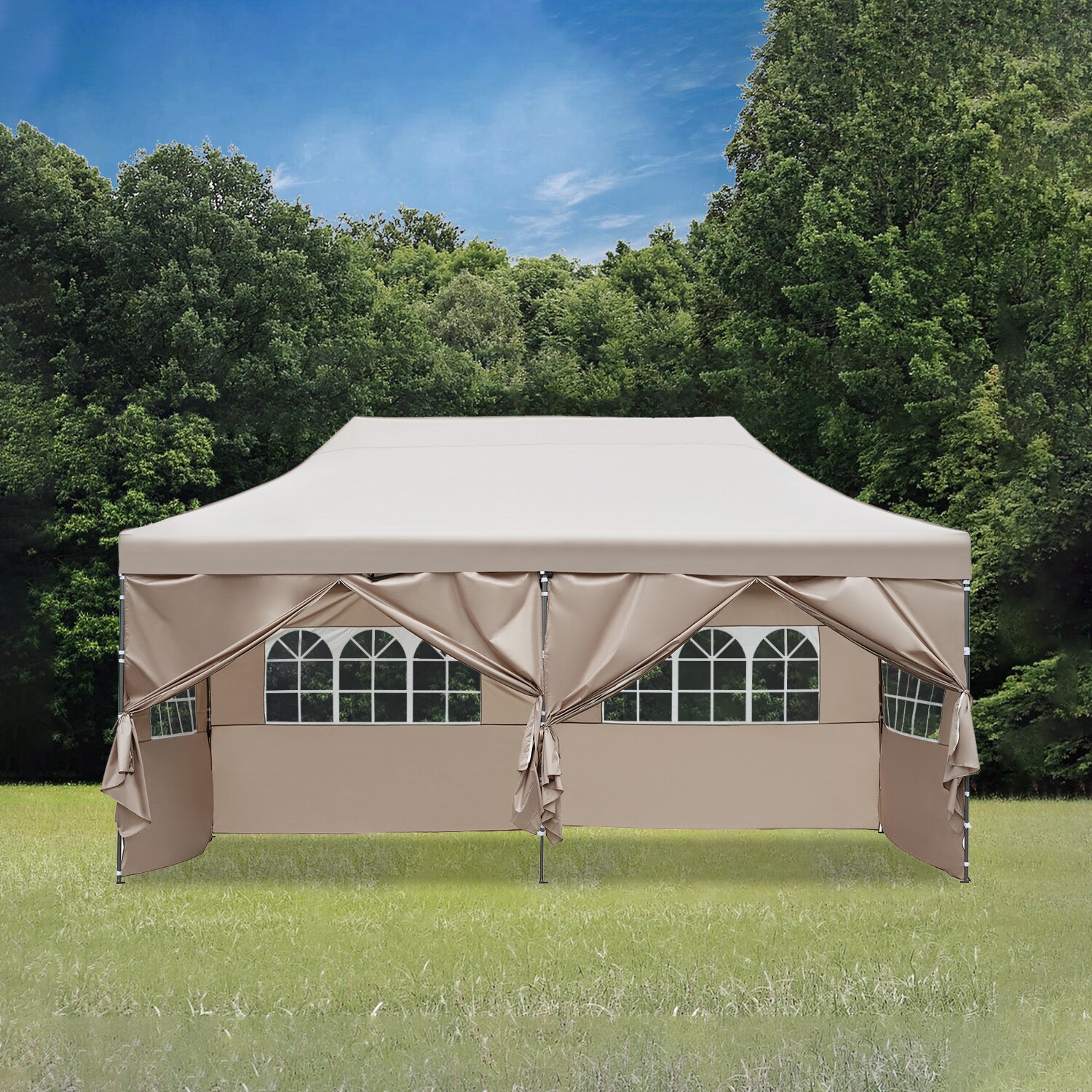 Topcraft 19.2-ft x 9.7-ft Rectangle khaki Pop-up canopy in the Canopies ...