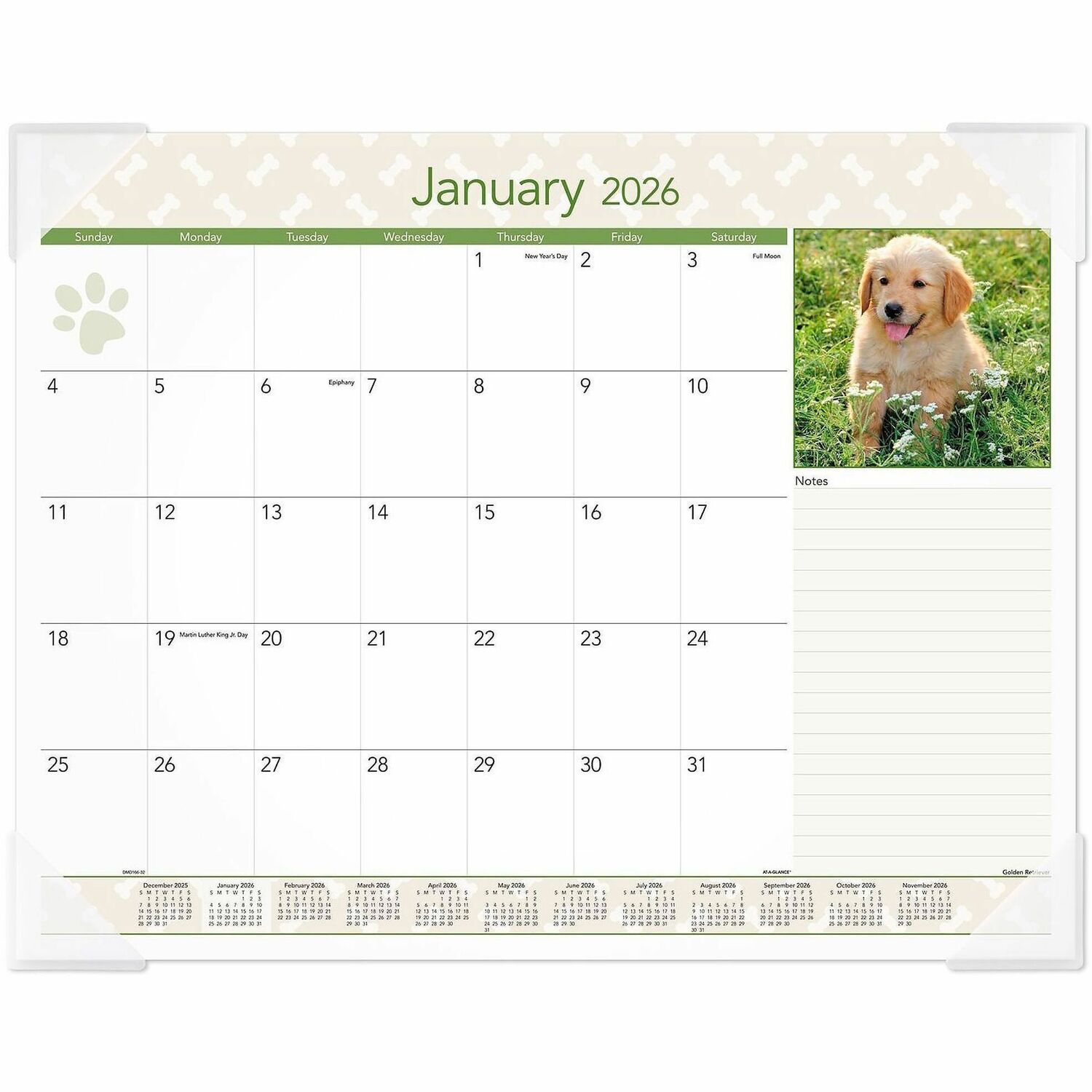 AT-A-GLANCE Puppies Monthly Desk Pad Calendar Puppies Photography 22 x ...