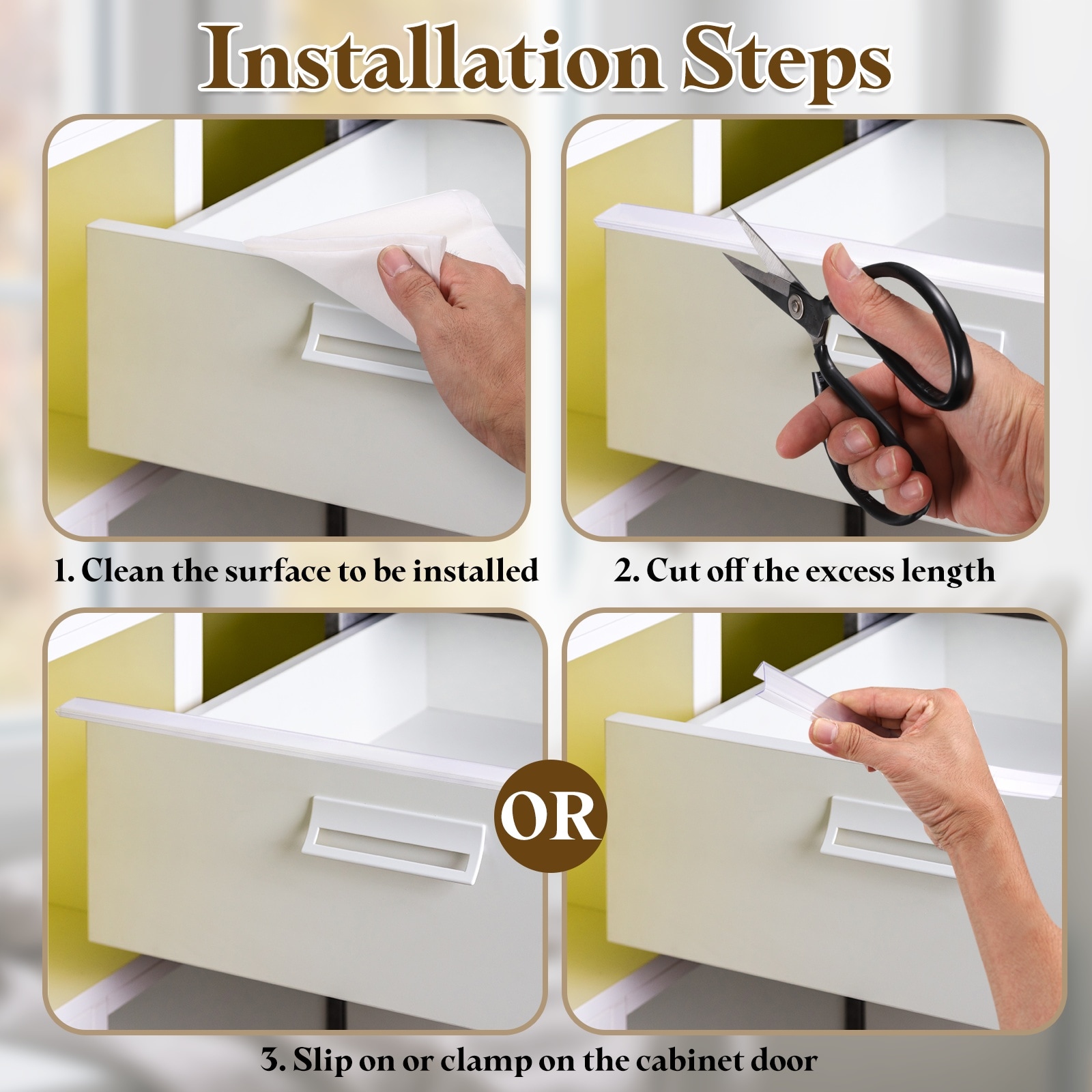 Unique Bargains 6pcs Cabinet Door Protector 18inch x 7/8inch PVC Edge ...